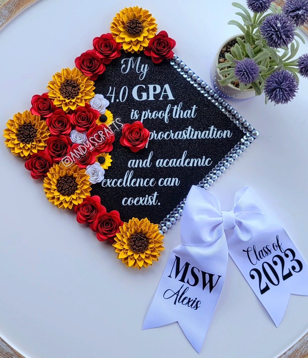 Custom Sunflower Graduation Cap, Graduation Cap Topper Class of 206 - Etsy