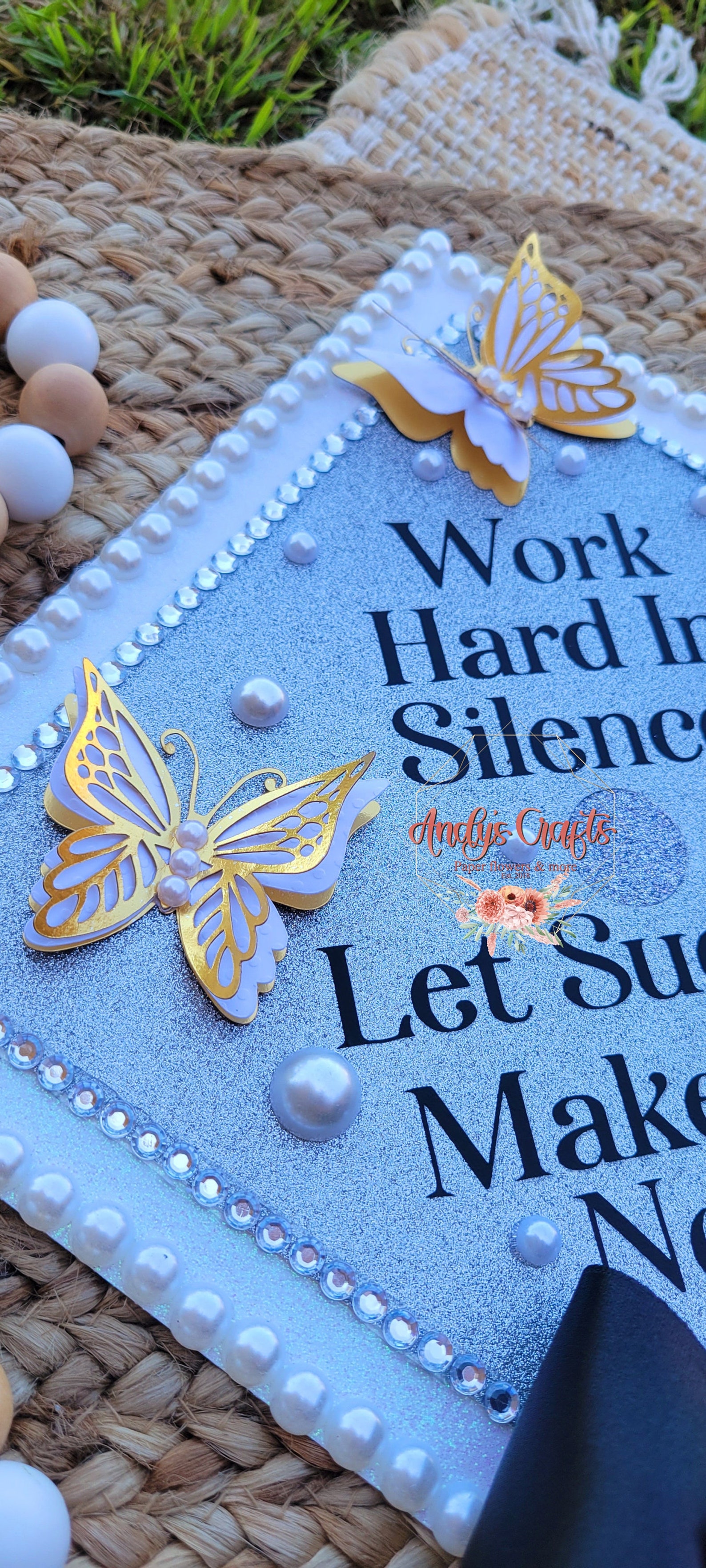 Custom Graduation Cap Without Bow, BLING 3D Paper Flowers, Graduation ...