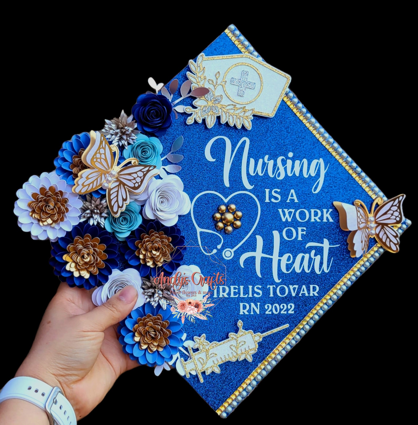 Custom Graduation Cap, 3D Paper Flowers, Graduation Cap Designs, Class ...
