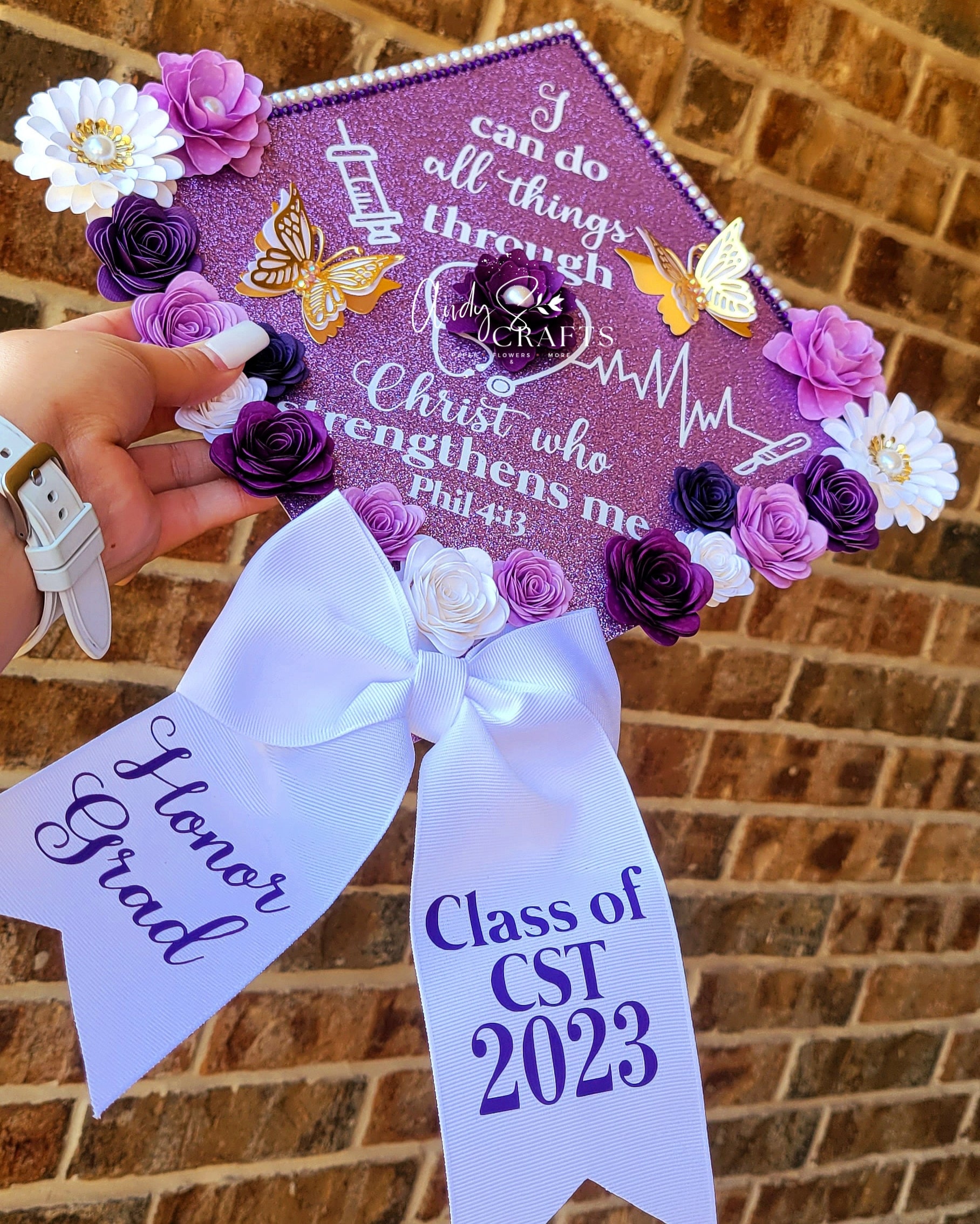 Custom Graduation Cap, 3D Paper Flowers, Graduation Cap Designs, Class ...