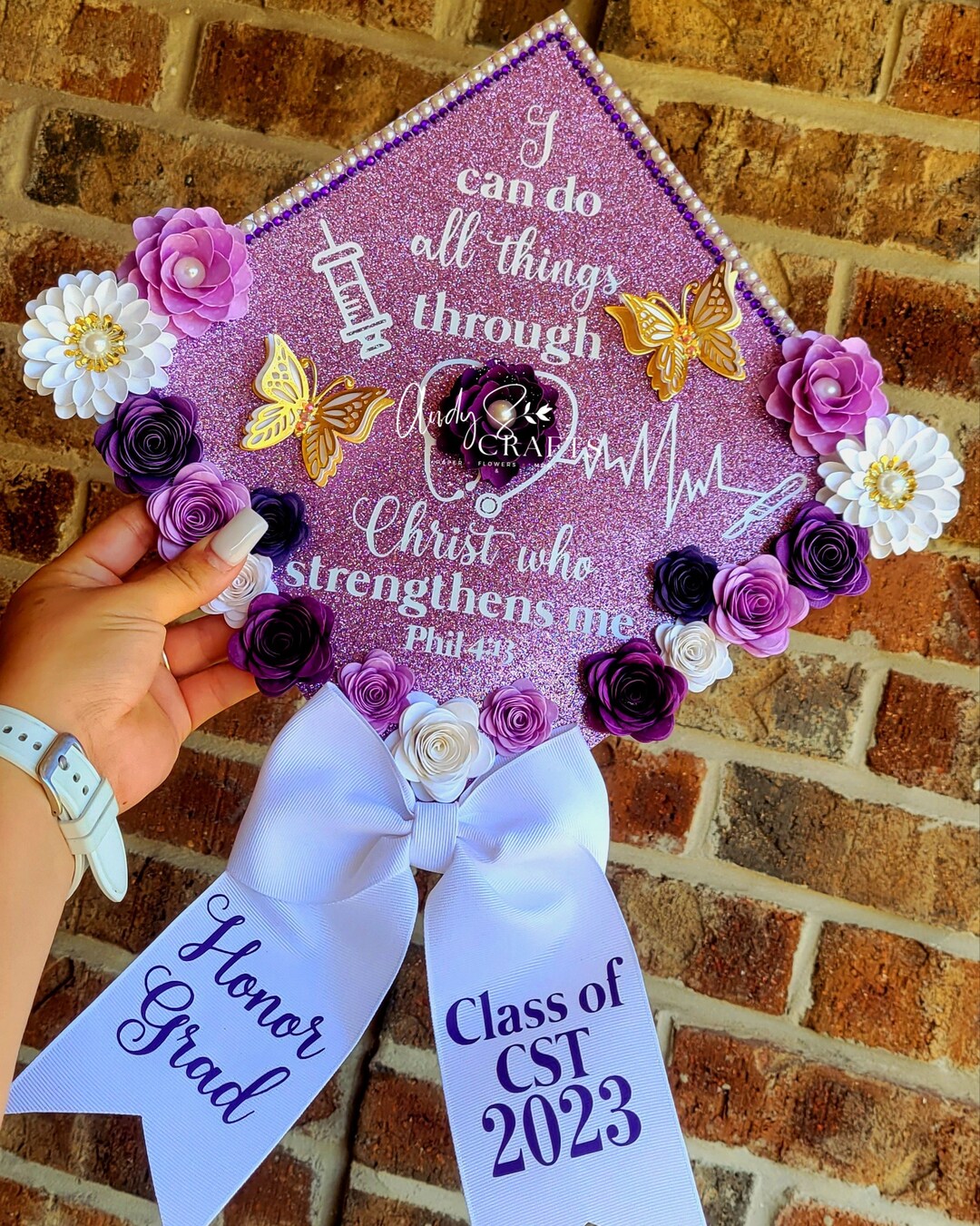Custom Graduation Cap, 3D Paper Flowers, Graduation Cap Designs, Class ...