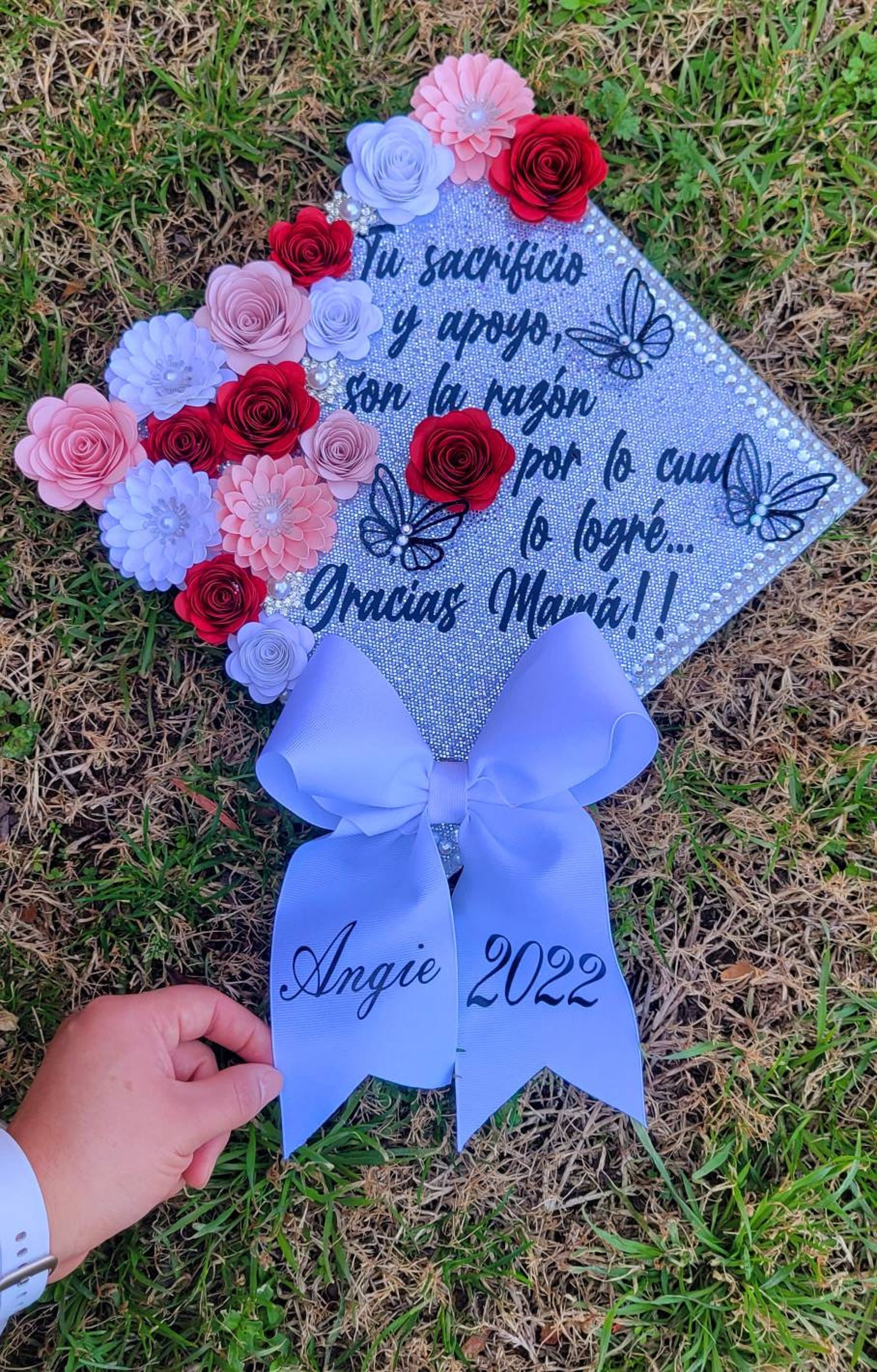 Custom Graduation Cap 3D Paper Flowers Graduation Cap | Etsy
