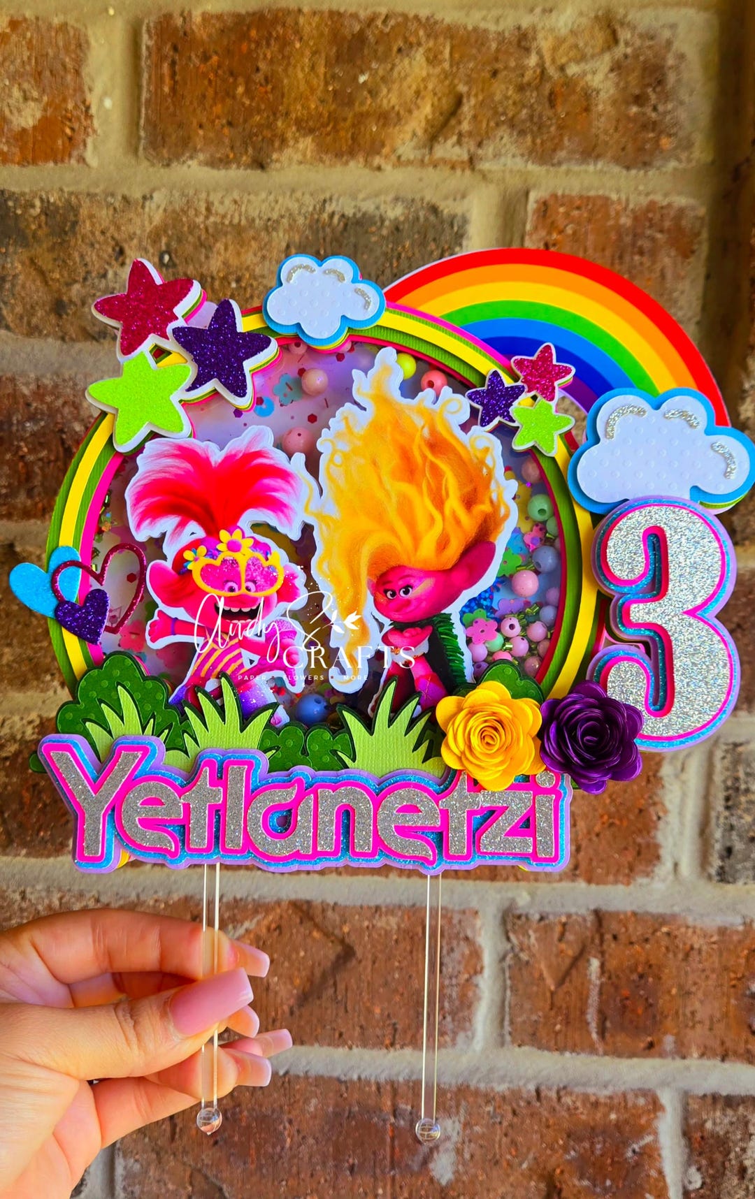 Trolls Cake Topper Shaker Trolls Theme Party First Birthday Trolls Cake ...