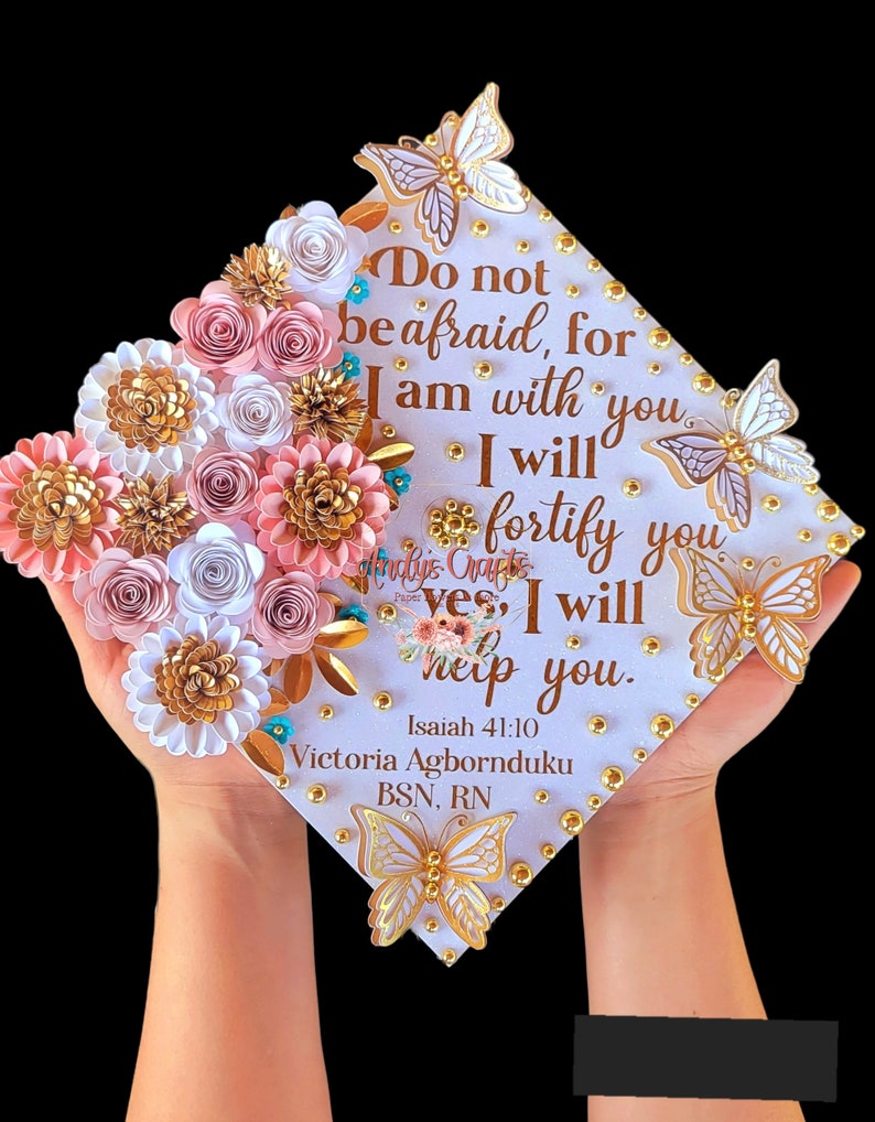 Custom Graduation Cap With Bow BLING 3D Paper Flowers - Etsy