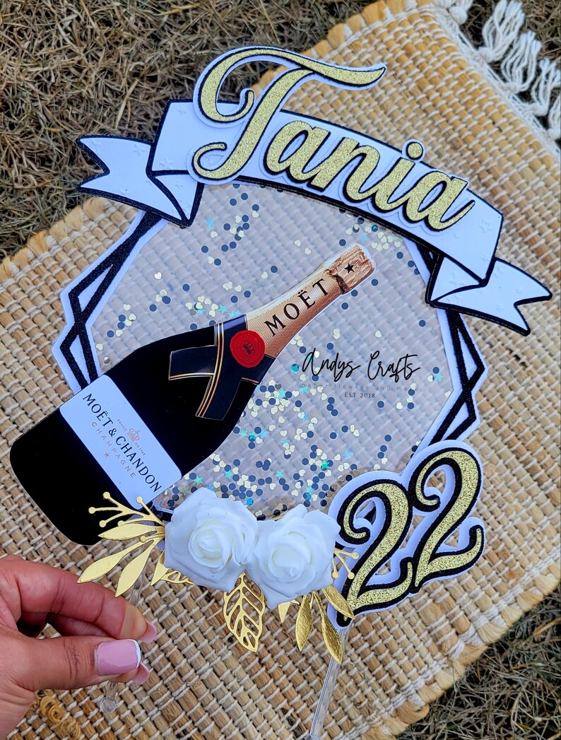 Champagne Moet Chandon Birthday Cake Topper 3d Cake Topper - Etsy