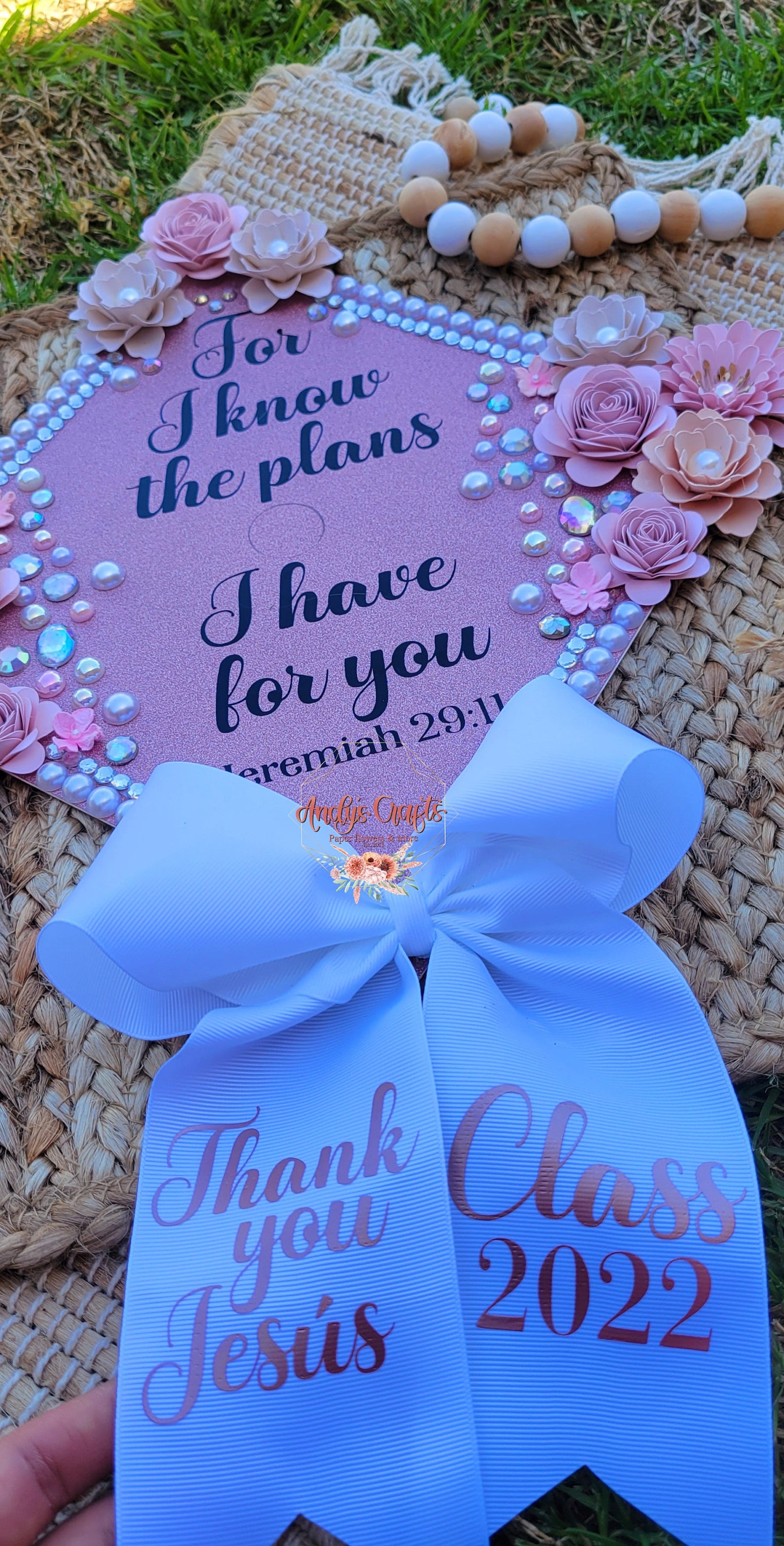 Custom Graduation Cap, BLING 3D Paper Flowers, Graduation Cap Designs ...