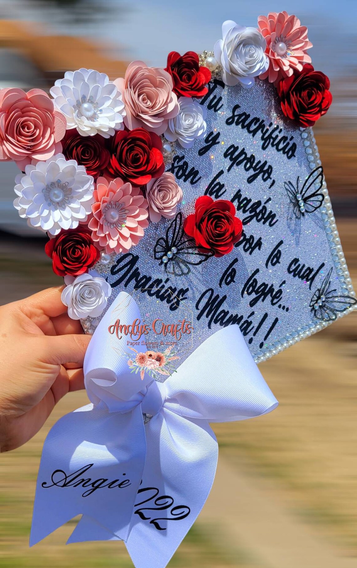Custom Graduation Cap 3D Paper Flowers Graduation Cap | Etsy
