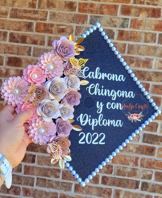 Custom Graduation Cap Without Bow BLING 3D Paper Flowers | Etsy
