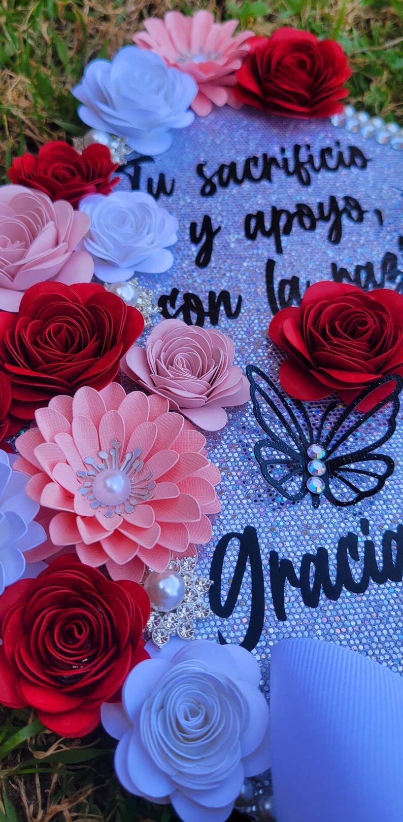 Custom Graduation Cap 3D Paper Flowers Graduation Cap | Etsy