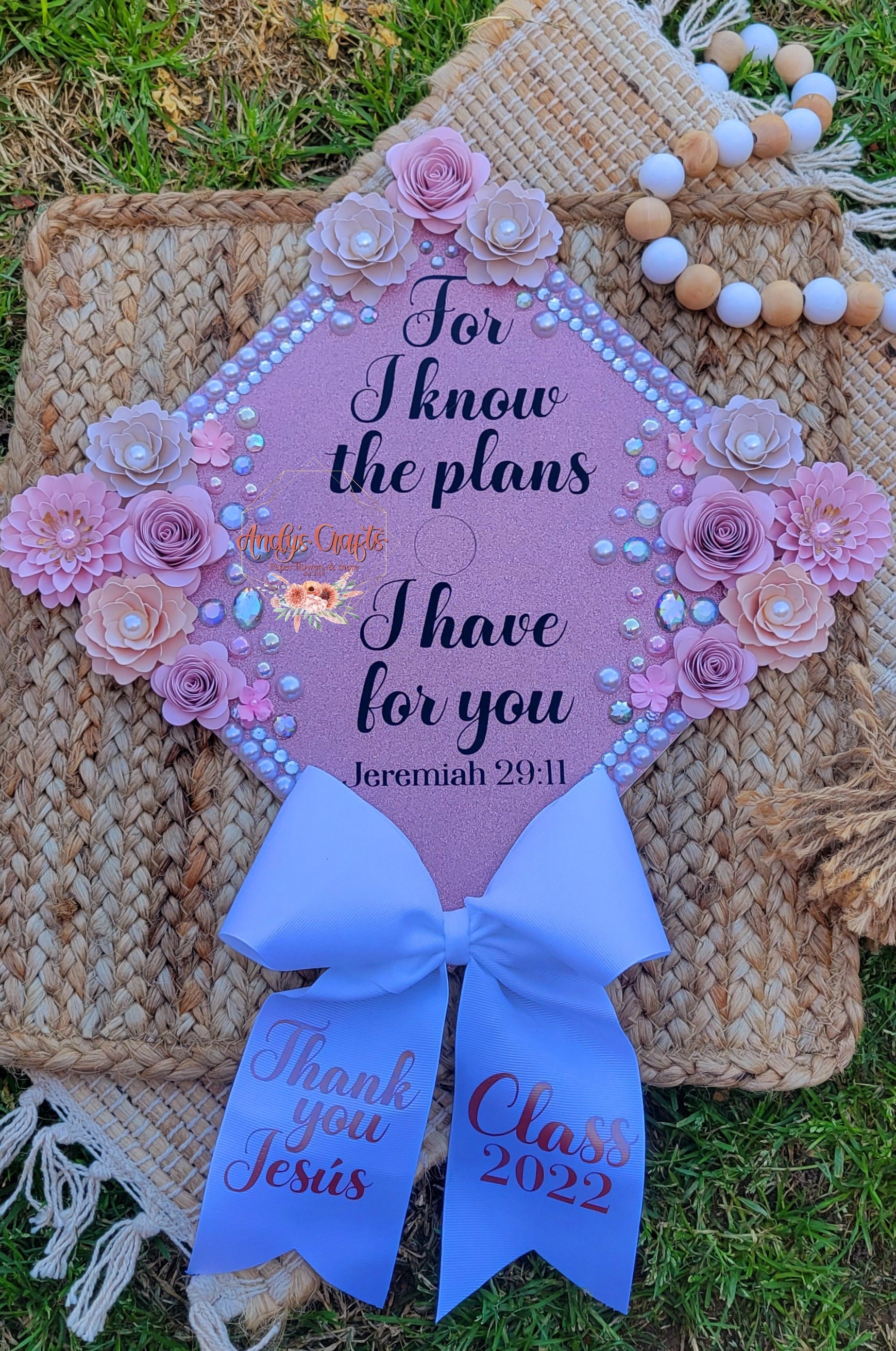 Custom Graduation Cap, BLING 3D Paper Flowers, Graduation Cap Designs ...