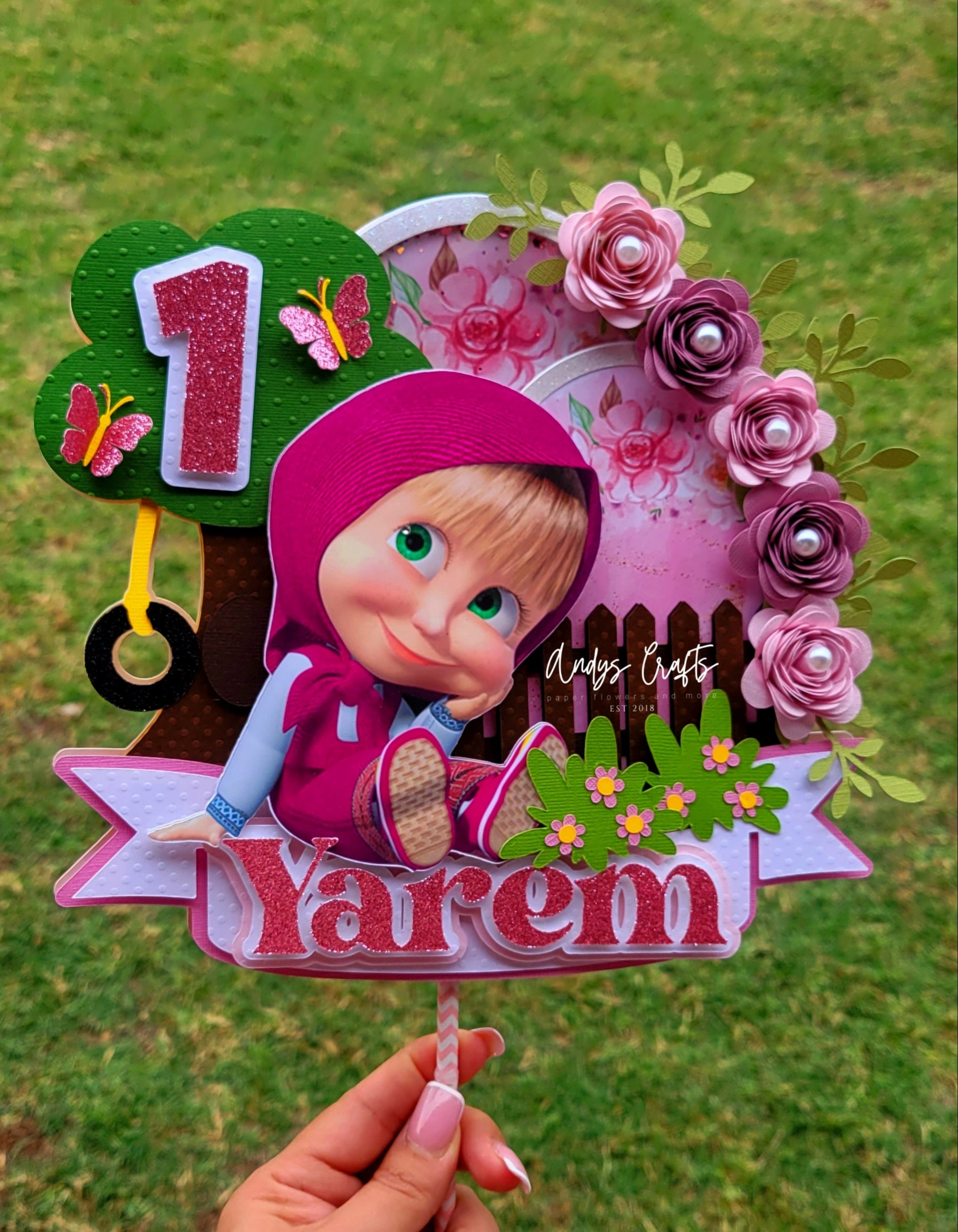 Masha and the Bear Inspired Shaker Topper, Masha and the Bear, Birthday ...