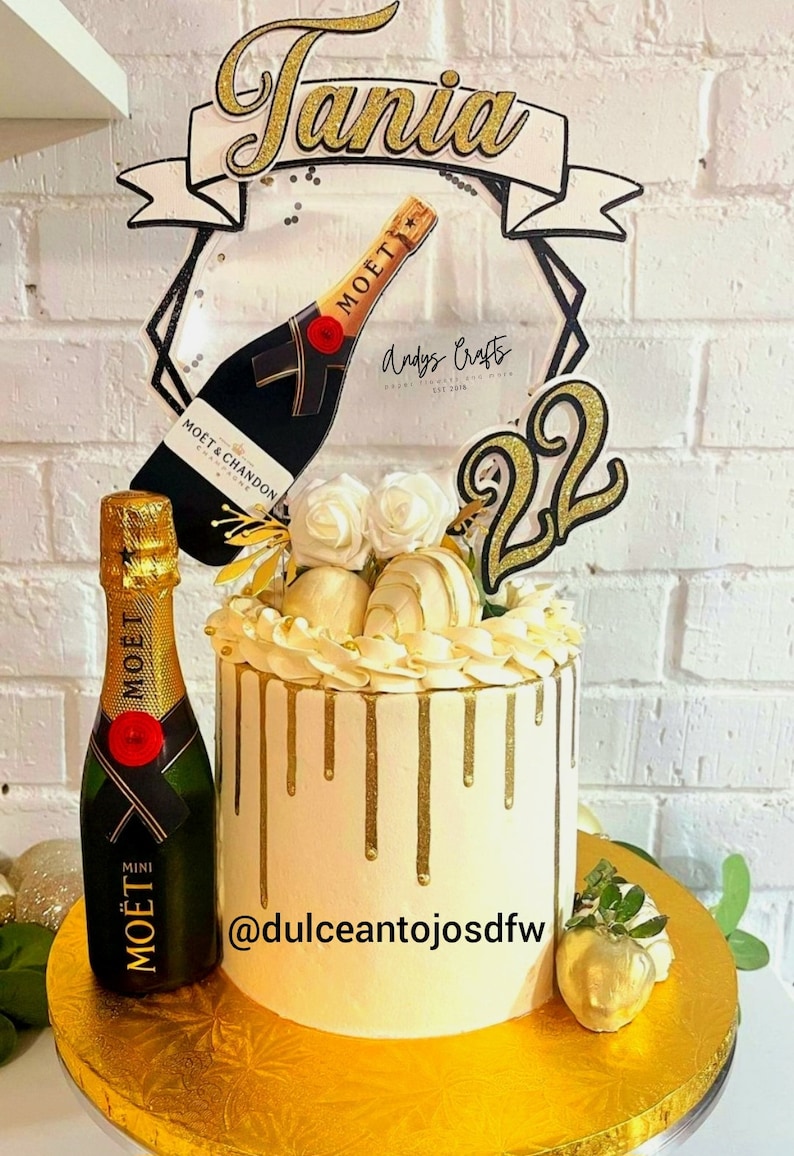 Champagne Moet Chandon Birthday Cake Topper 3d Cake Topper - Etsy