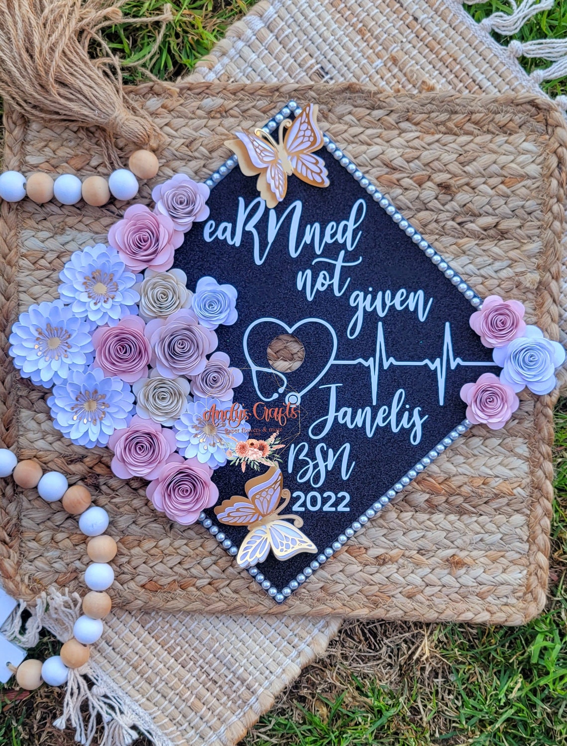 Custom Graduation Cap Without Bow BLING 3D Paper Flowers | Etsy