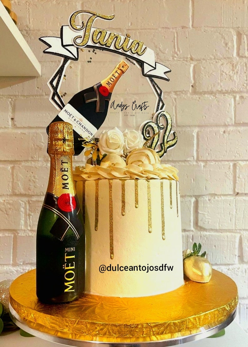 Champagne Moet Chandon Birthday Cake Topper 3d Cake Topper - Etsy