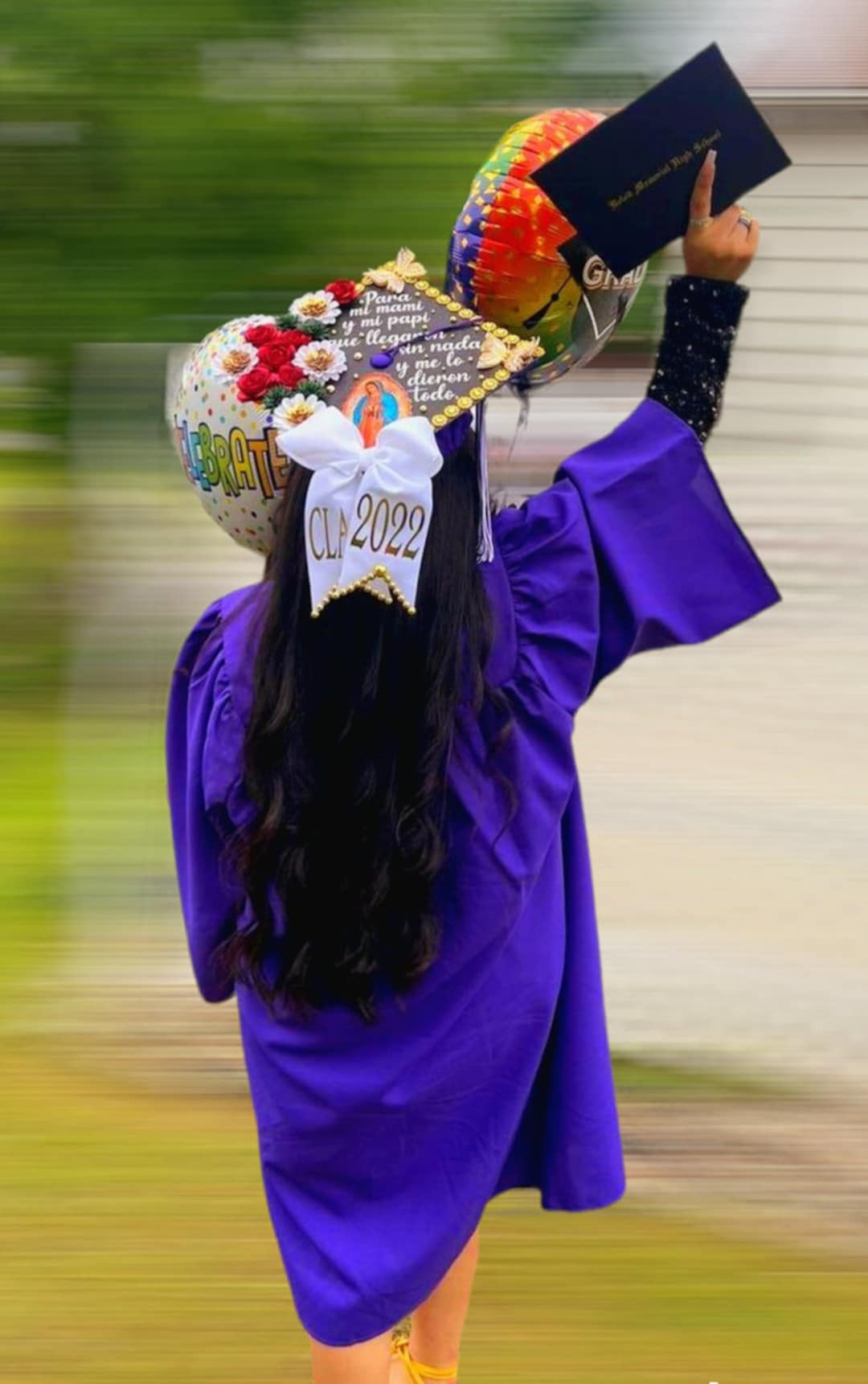 Mexican Custom Graduation Cap Without Bow, BLING 3D Paper Flowers ...