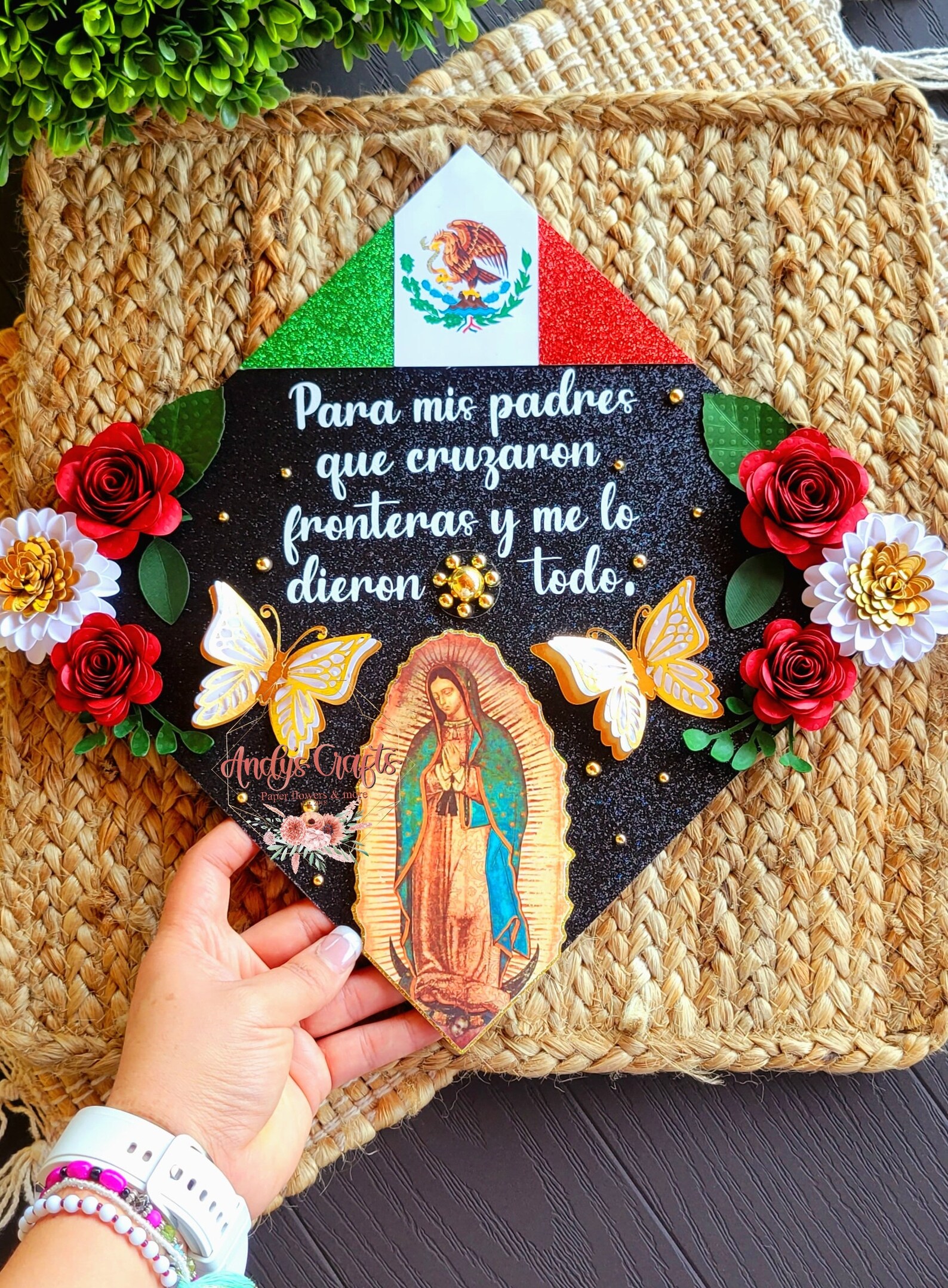 Mexican Custom Graduation Cap Without Bow BLING 3D Paper - Etsy