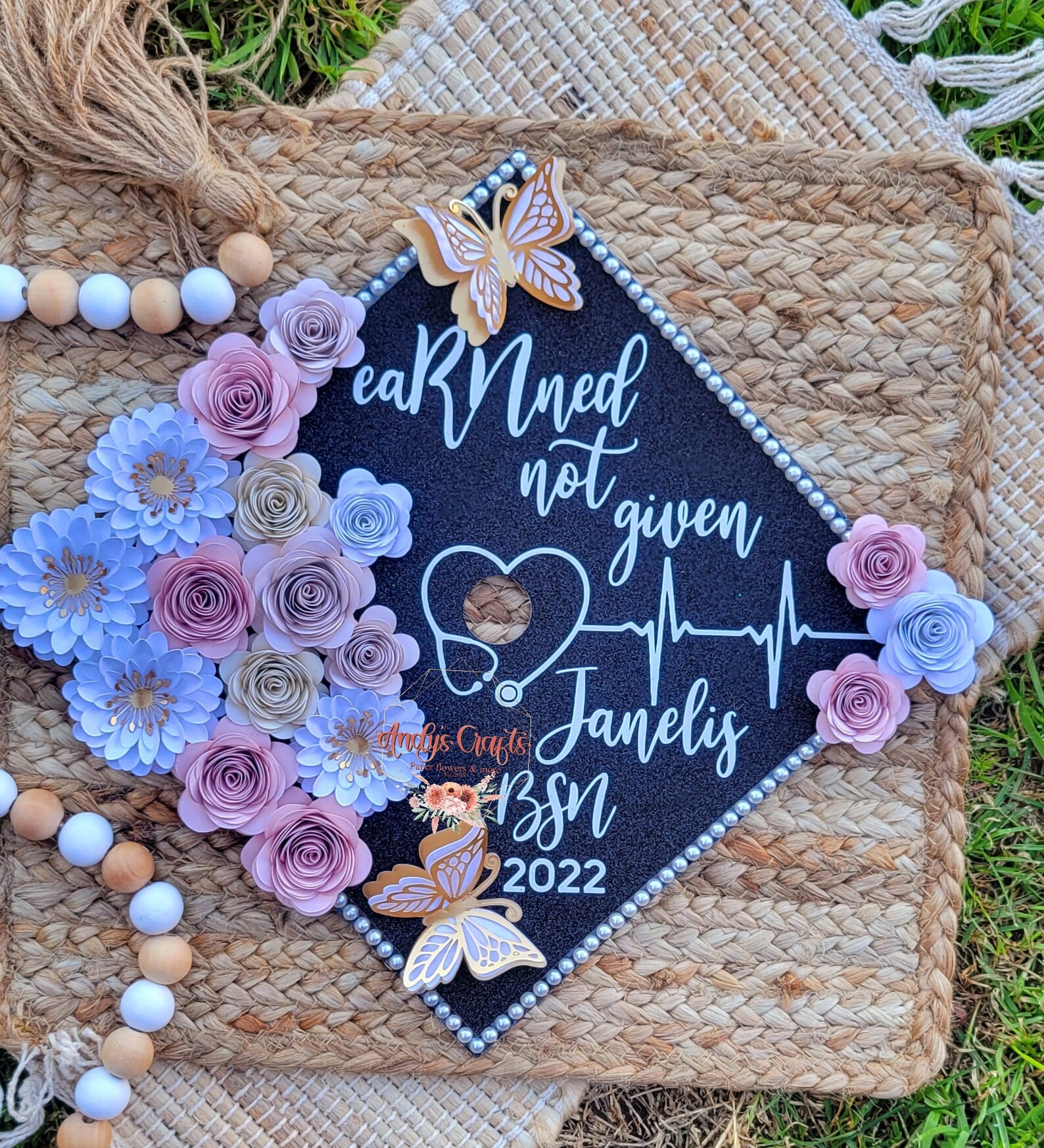 Custom Graduation Cap Without Bow BLING 3D Paper Flowers | Etsy