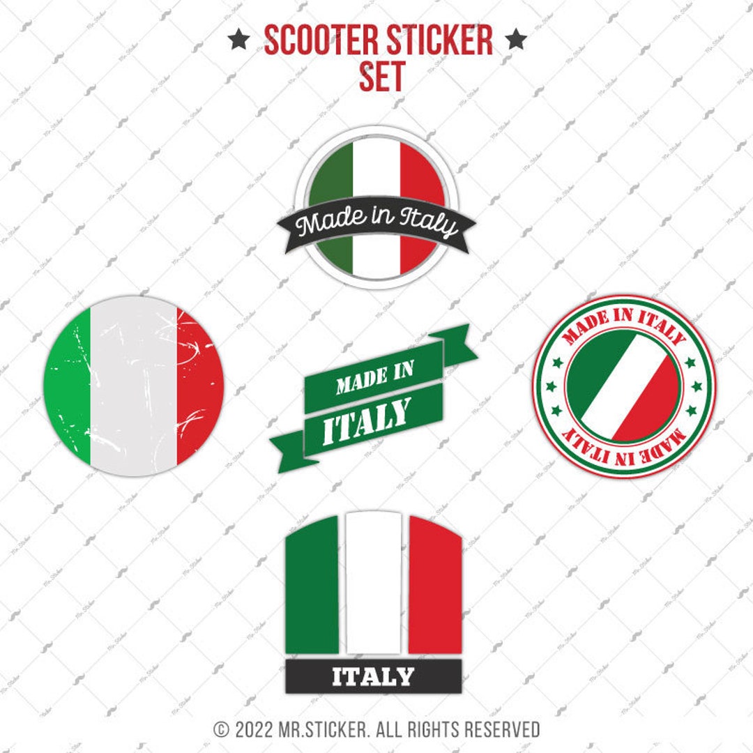 WWBDLVSP10 Italy Flag Sticker Set No10 for Vespa Lambretta Scooters 5 ...