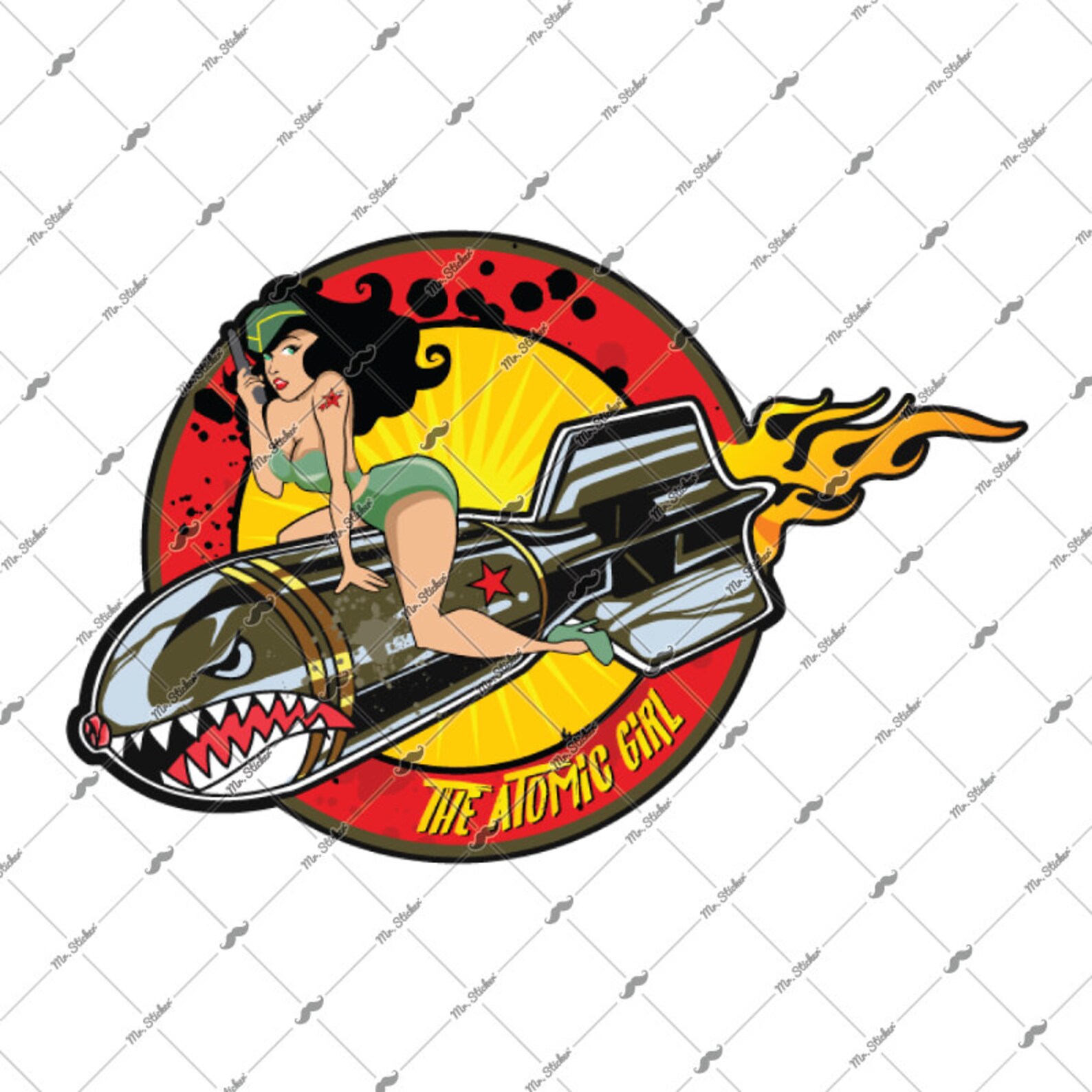 WWPNP50 Atomic Pinup Girl Sticker/Decal Durable Against Sun | Etsy