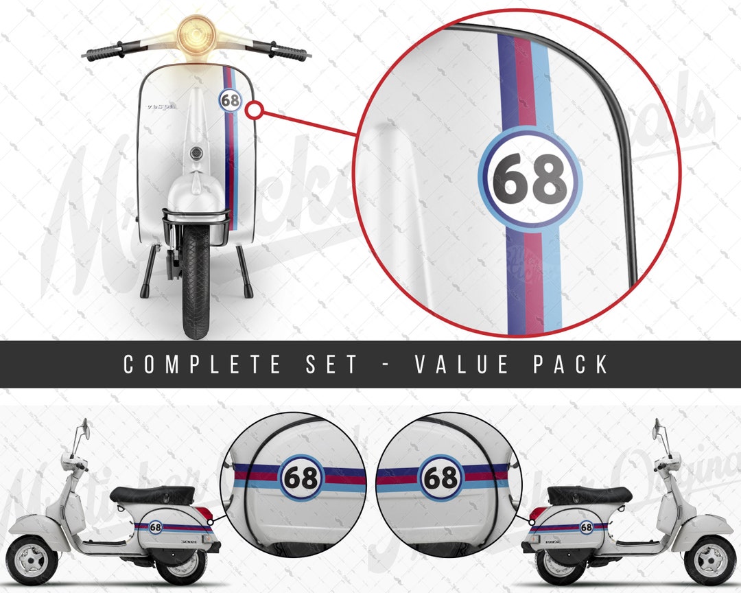WWSTS58VP Customizable Number Decal/ Sticker Set for Vespa and Scooters ...