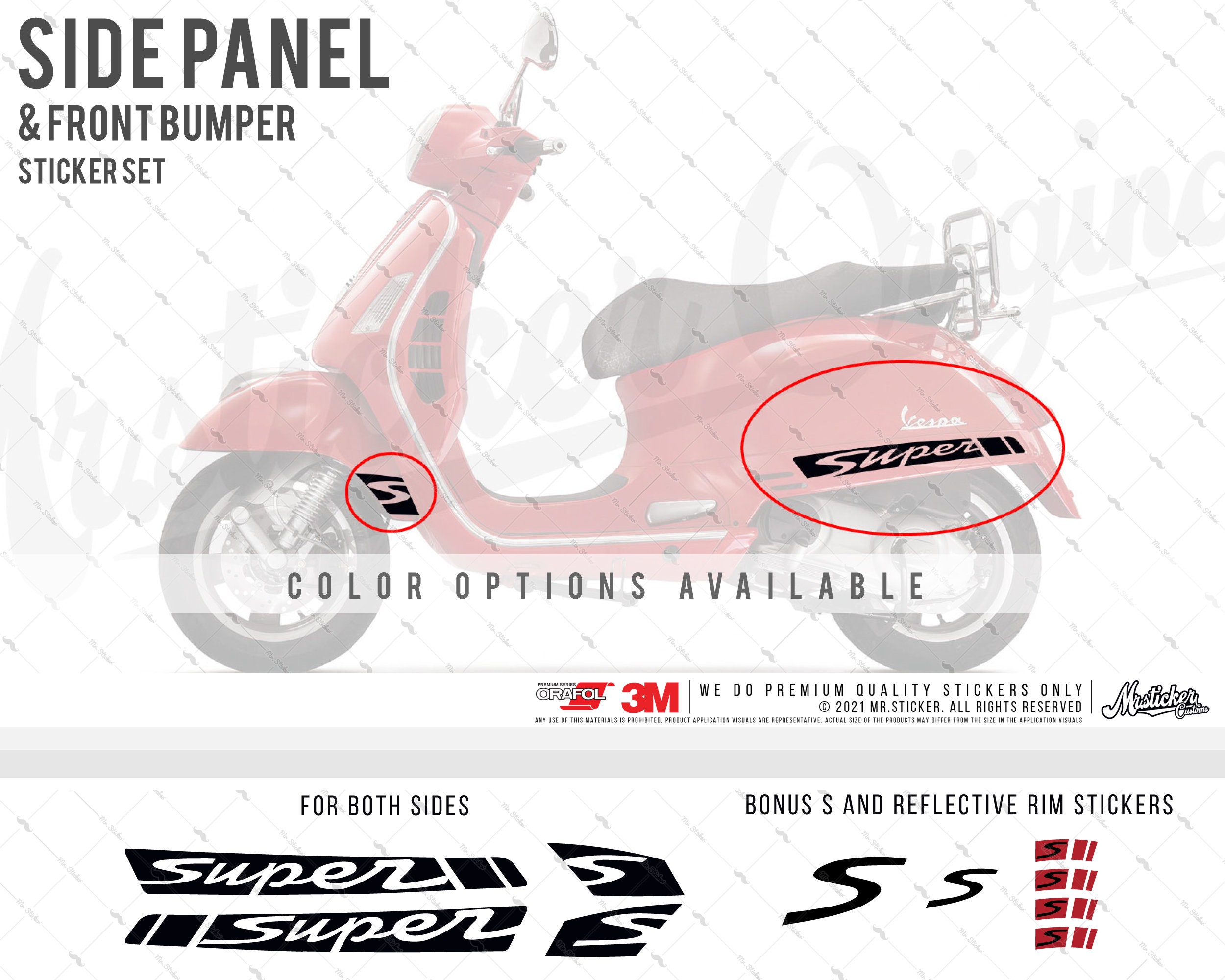 WWSTS6 Vespa Sticker Set for GTS 250 GTS300 GTV250 GTV300 Sticker ...