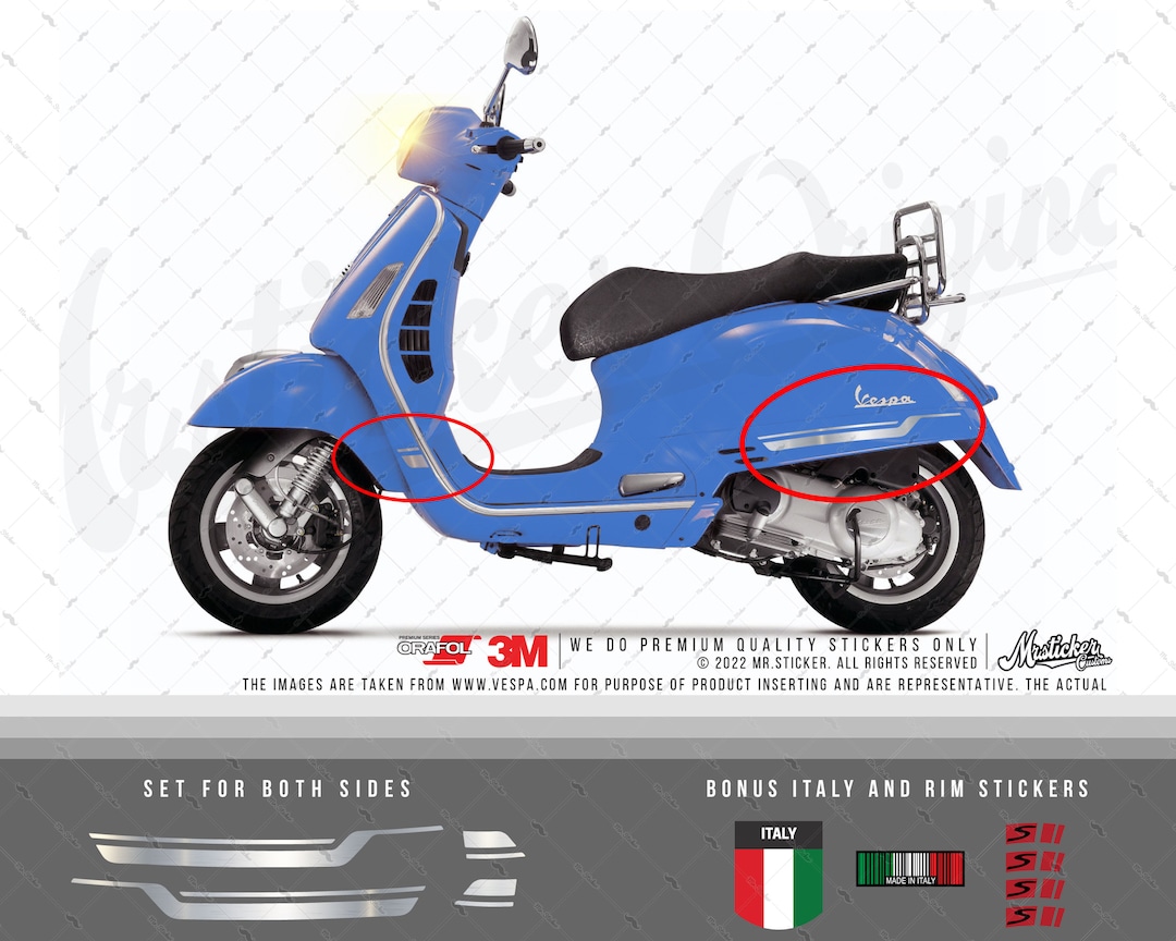WWSTS45C Chrome Edition Vespa Sticker Set for GTS 250 GTS300 GTV250 ...