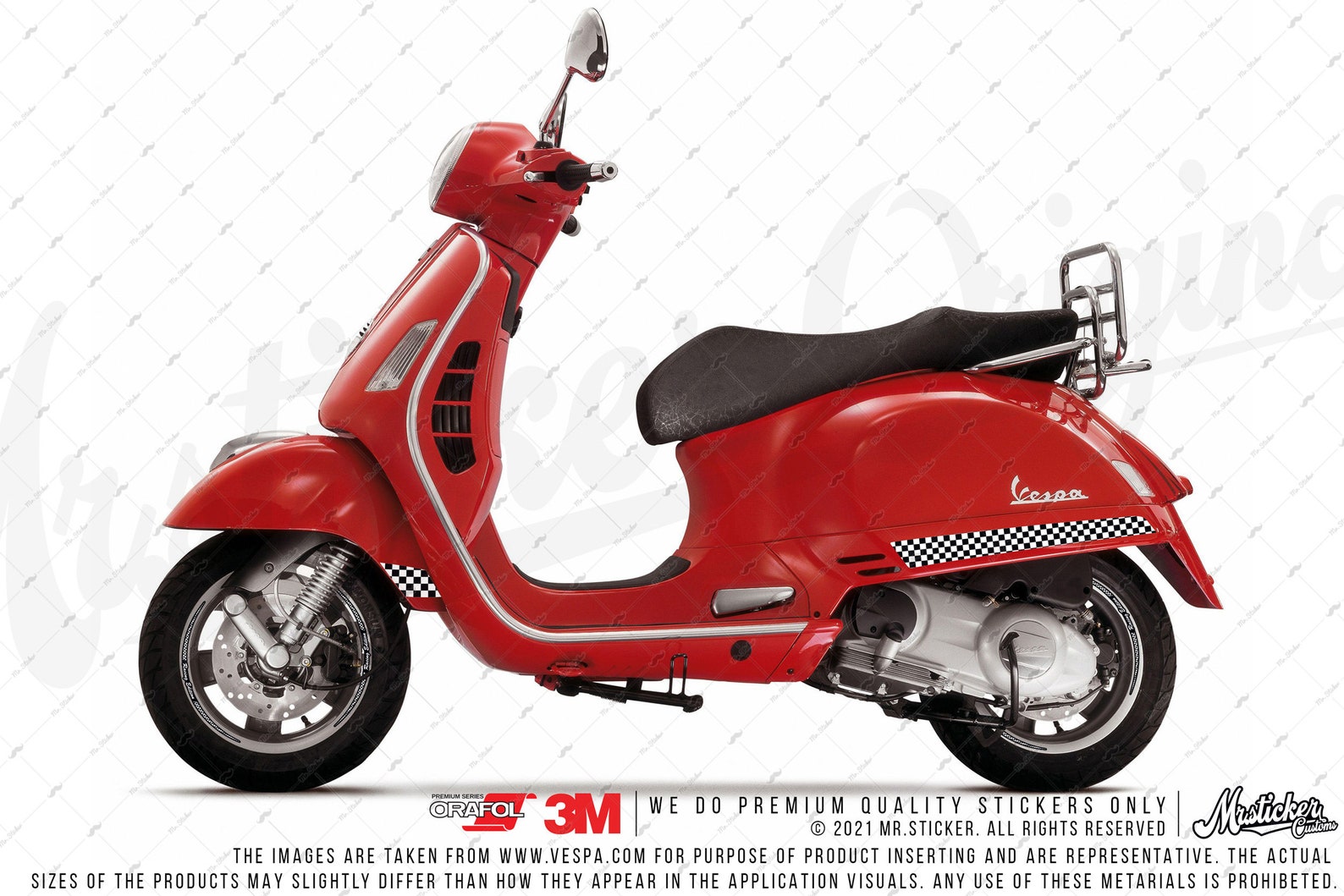 WWSTS49VP Checkered Vespa Sticker Set for GTS 250 GTS300 GTV250 GTV300 ...