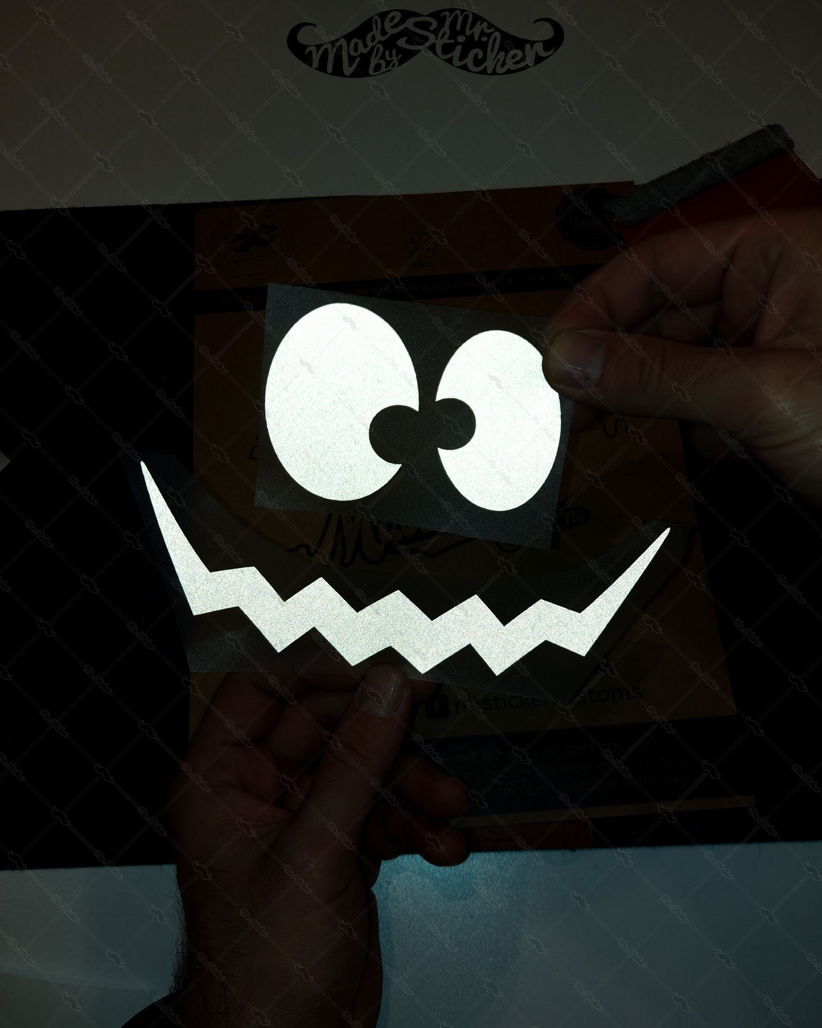 WWCW14 Reflective Funny Face Sticker/ Decal Reflective White - Etsy