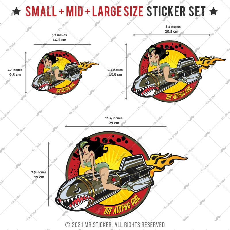 WWPNP50 Atomic Pinup Girl Sticker/decal | Durable Against Sun and Water ...