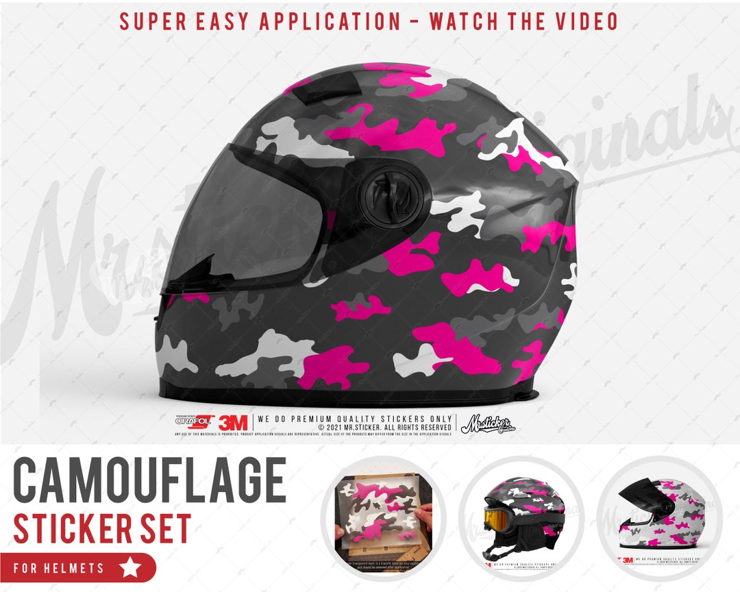 WWCMO413 Helmet Size Camouflage Sticker Set | 34 Pieces | White ...