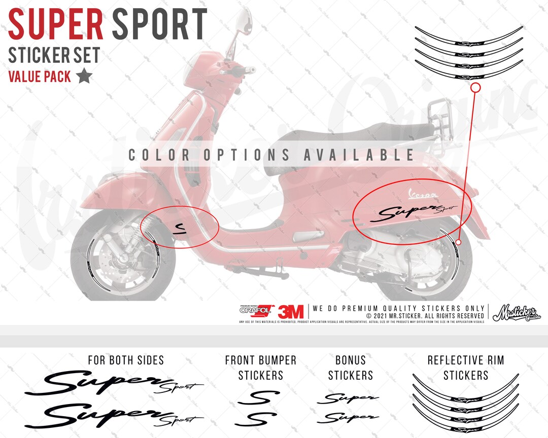 WWSTS50 Super Edition Vespa Sticker Set for GTS 250 GTS300 GTV250 ...