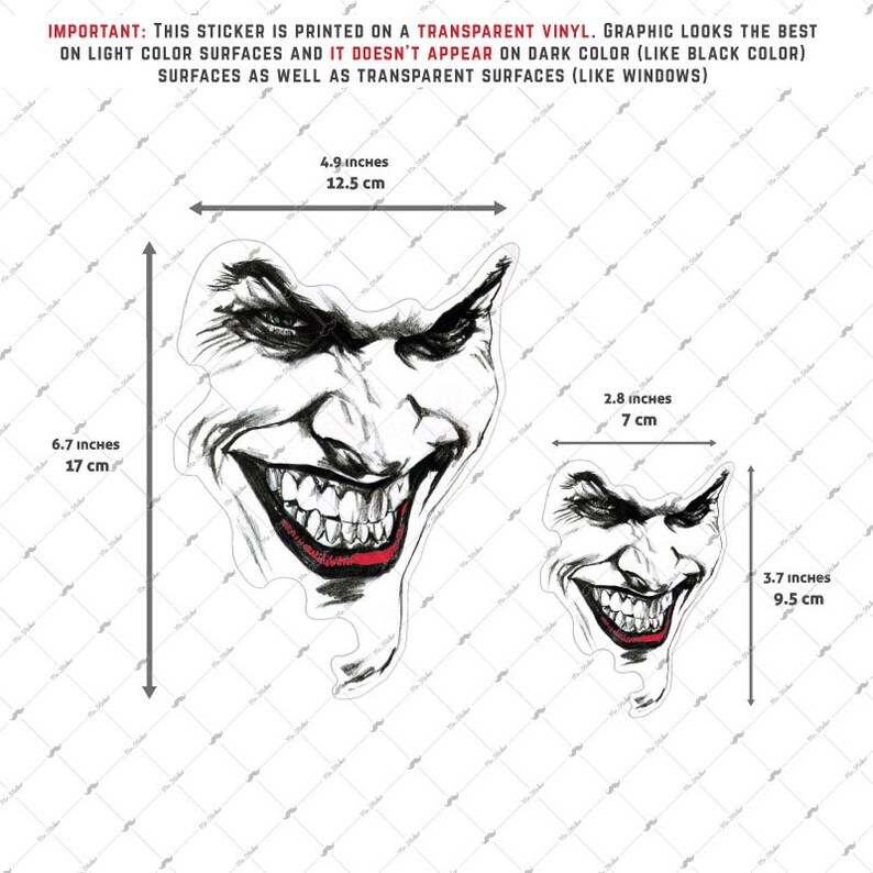 WWCW5 Joker Face Sticker/ Decal Set Large and Small Set - Etsy