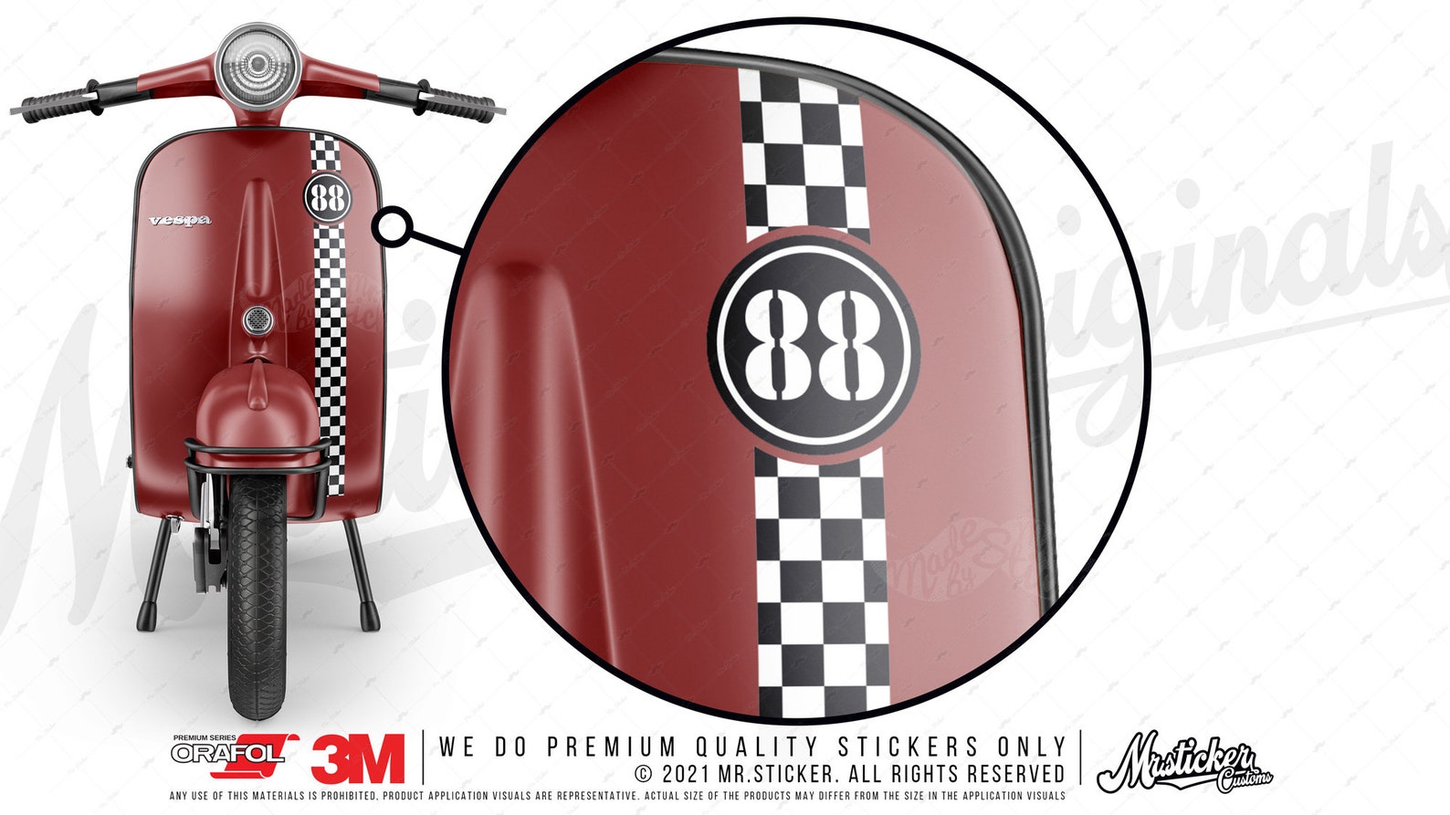 WWSTS33VP Customizable Number Decal/ Sticker Set for Vespa and Scooters ...
