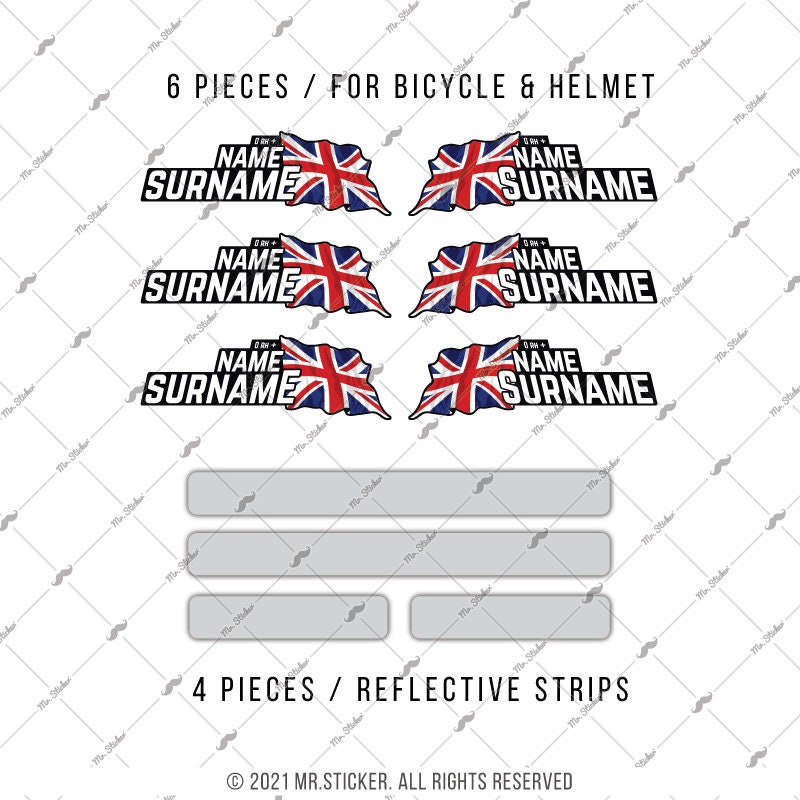 WWBT81 Reflective Bicycle Rider Name Tag and Country Flag | Etsy
