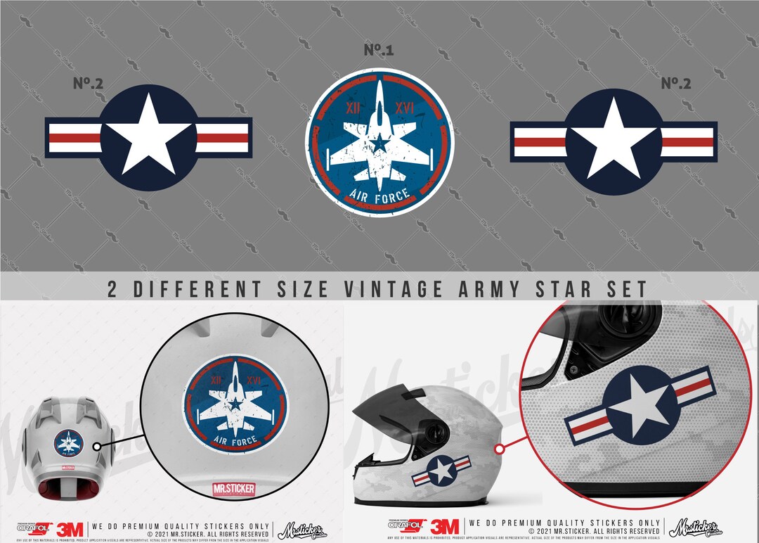 WWARSBDL7 Army Star Sticker Set Water Resistant Durable Colors Against ...