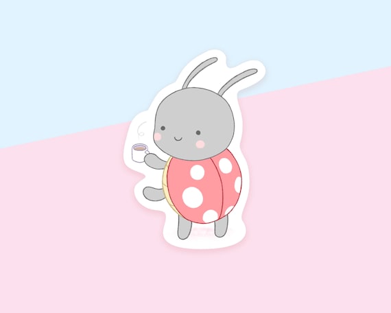 Ladybug Drinking Coffee Vinyl Sticker Matte or Glossy - Etsy