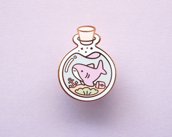 Shark Pin Ocean Bottle Collection Cute Lapel Hard Enamel - Etsy