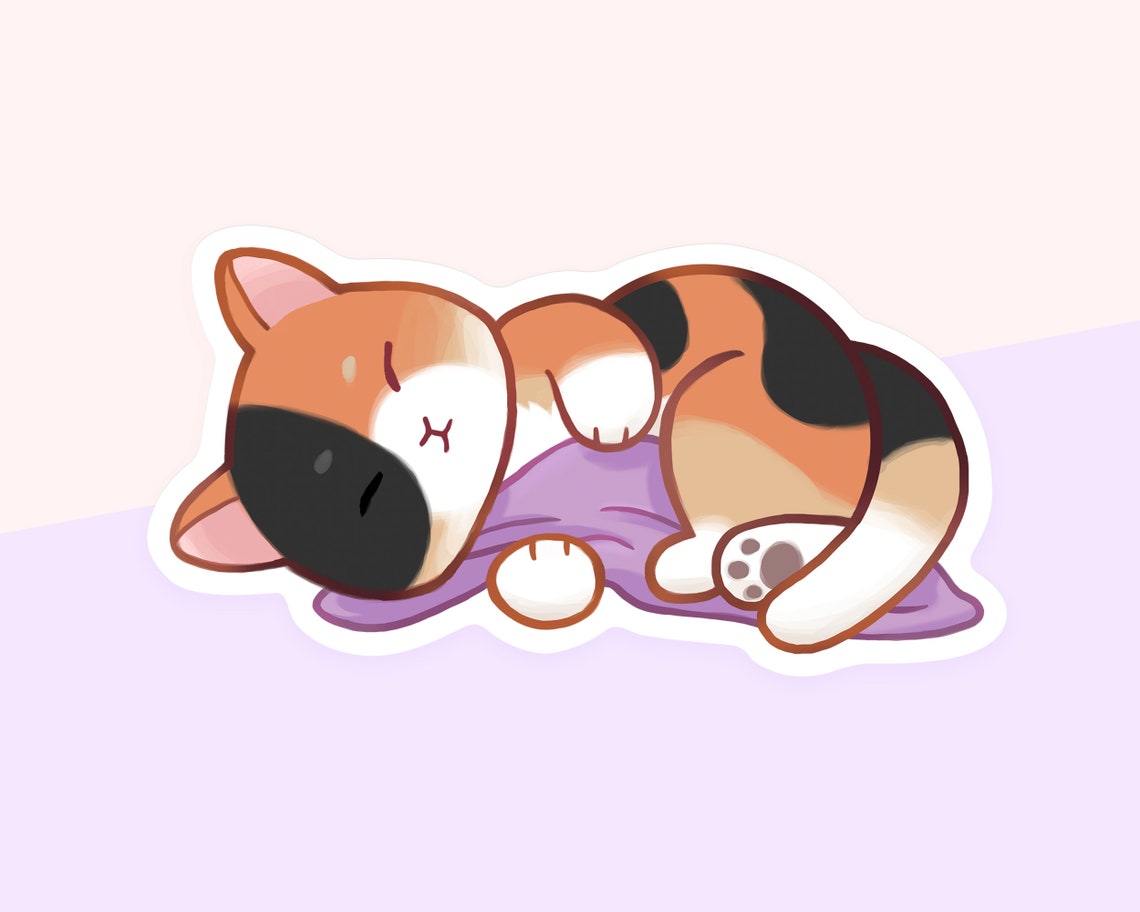 Calico Cat Vinyl Sticker - Matte or Glossy - Cute Animal - Water ...