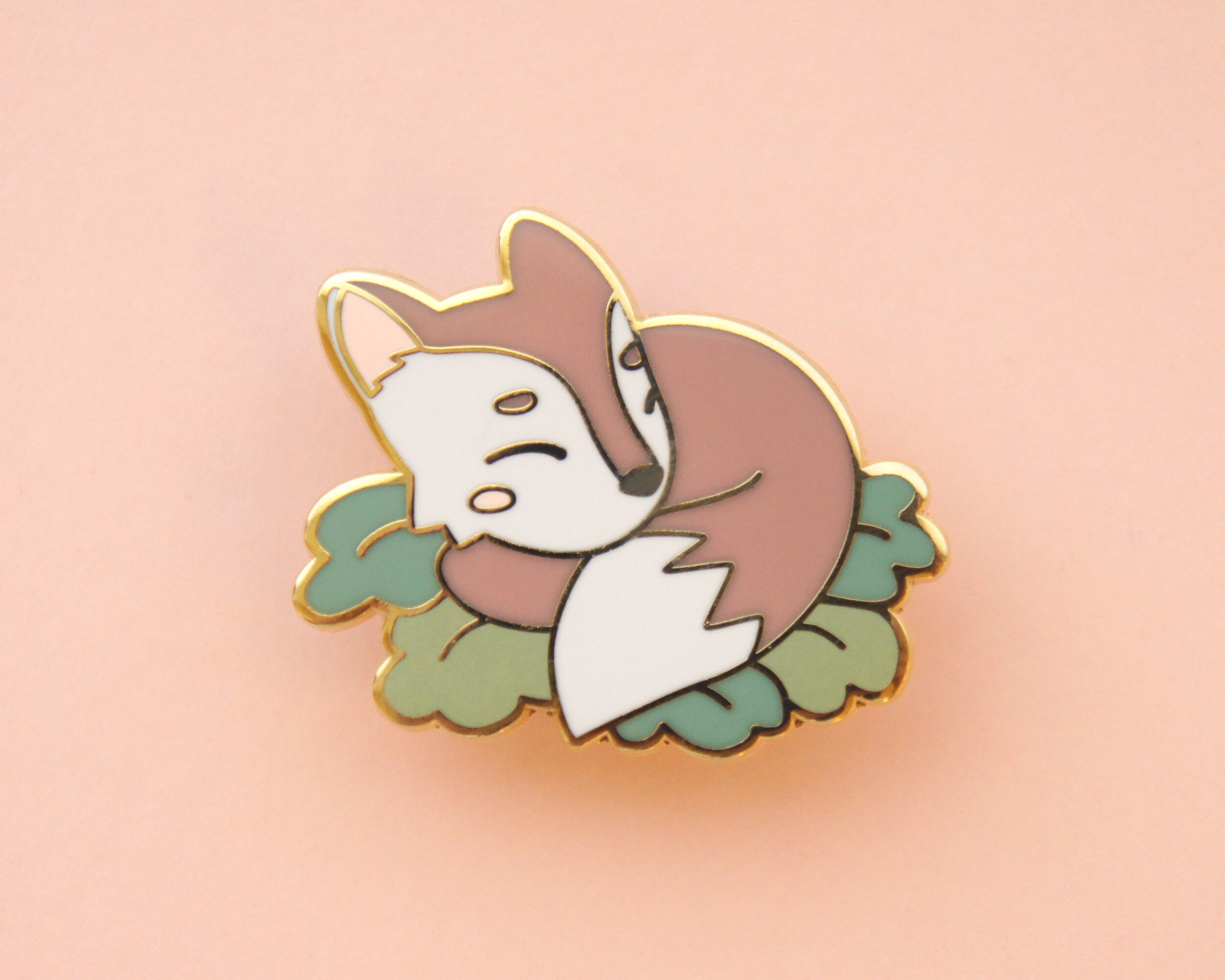 Sleepy Fox Pin Cute Lapel Hard Enamel Pin Art by Lumicloud | Etsy
