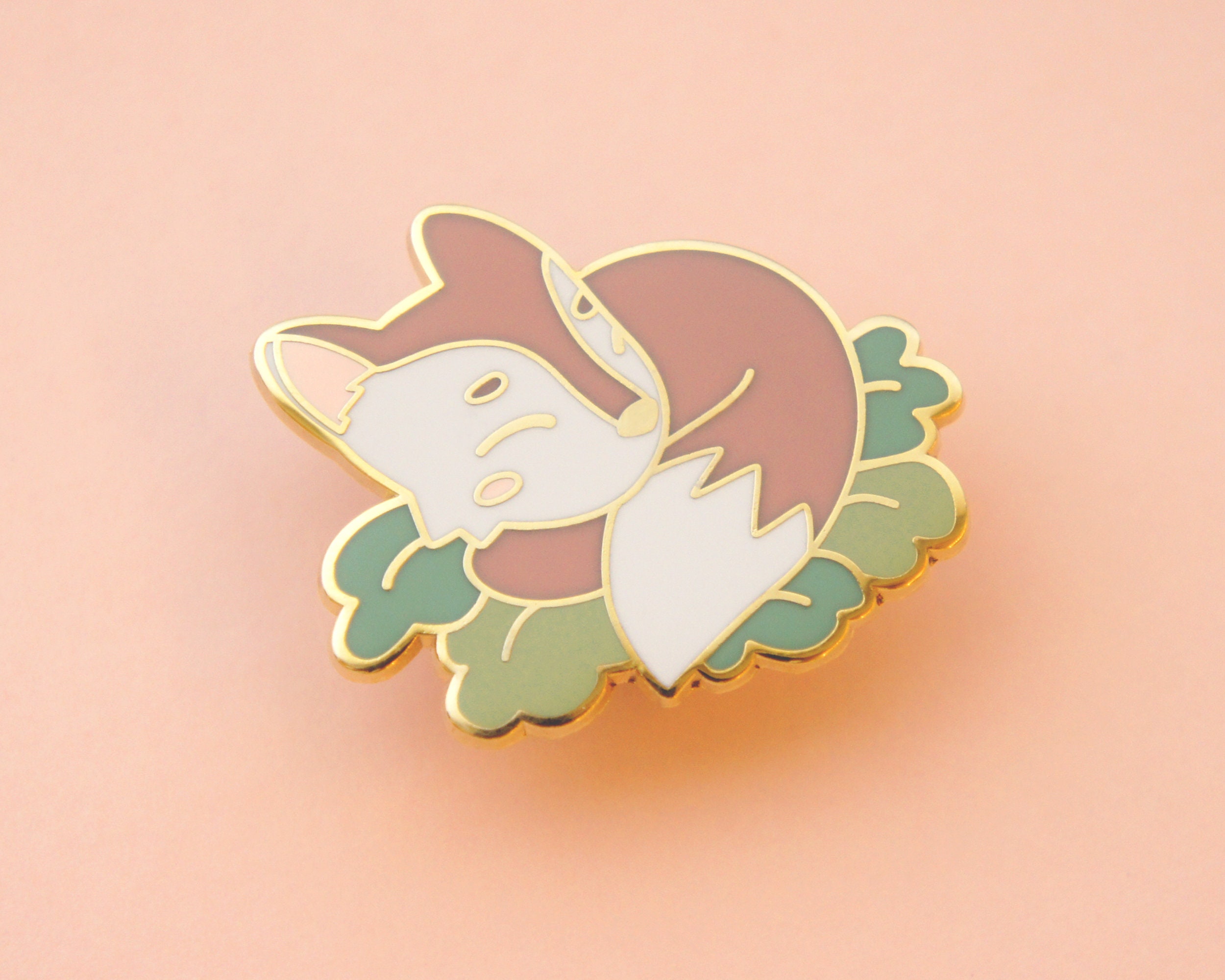 Sleepy Fox Pin Cute Lapel Hard Enamel Pin Art by Lumicloud | Etsy