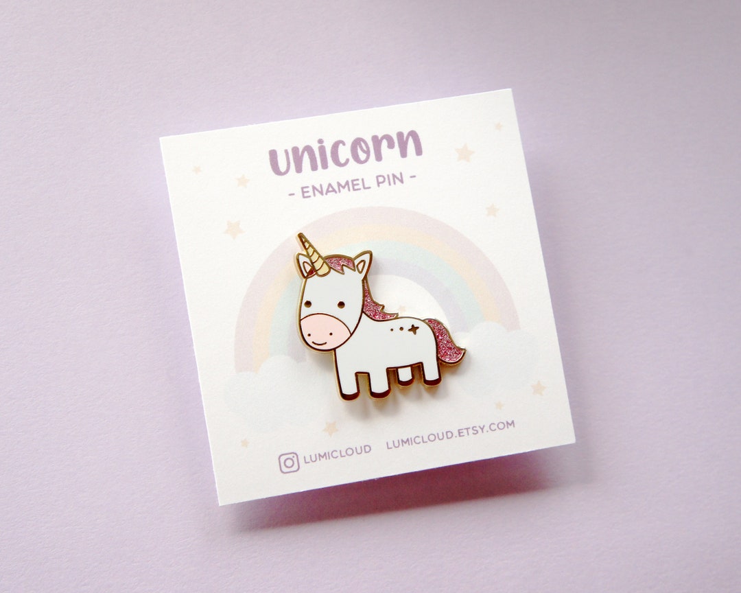 Cute Unicorn Enamel Pin – Sparkly Glitter Unicorn Charm | Magical ...