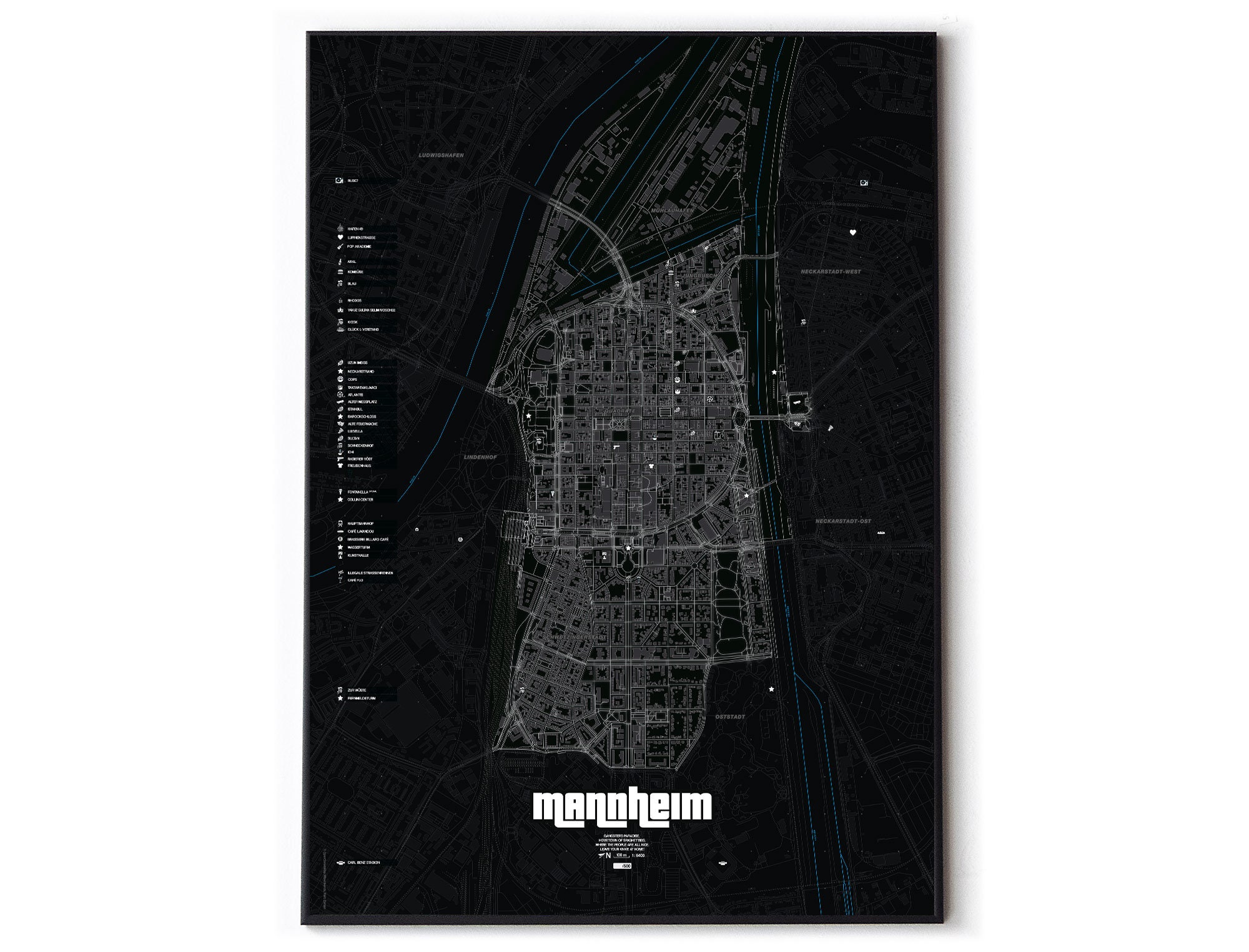 Mannheim Underground Map DIN A1 - Student City Map With Restaurants ...