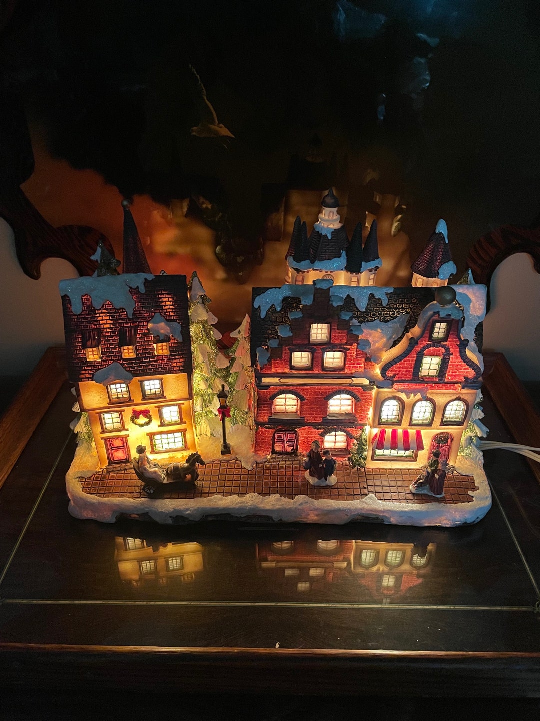 Christmas Village Illuminated Resin Houses Set Vintage - Etsy