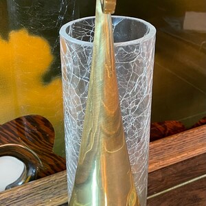 Brass and Crackle Glass Chamberstick Candle Stick Holder - Etsy