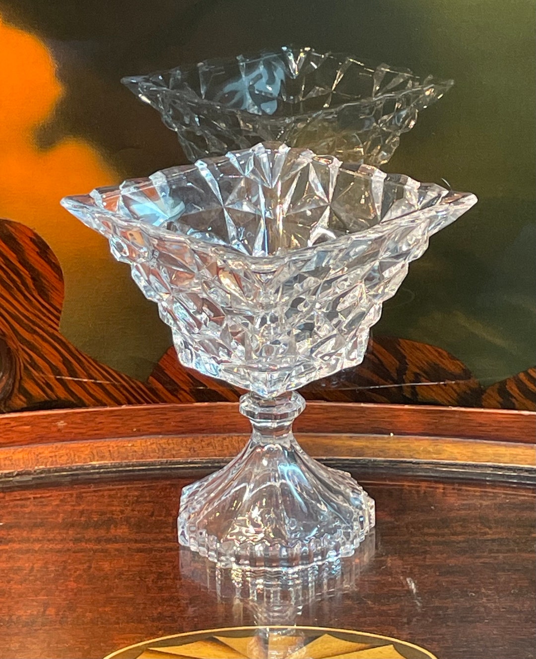 Antique Square Glass Compote Vintage Candy Dish With Footed Design - Etsy