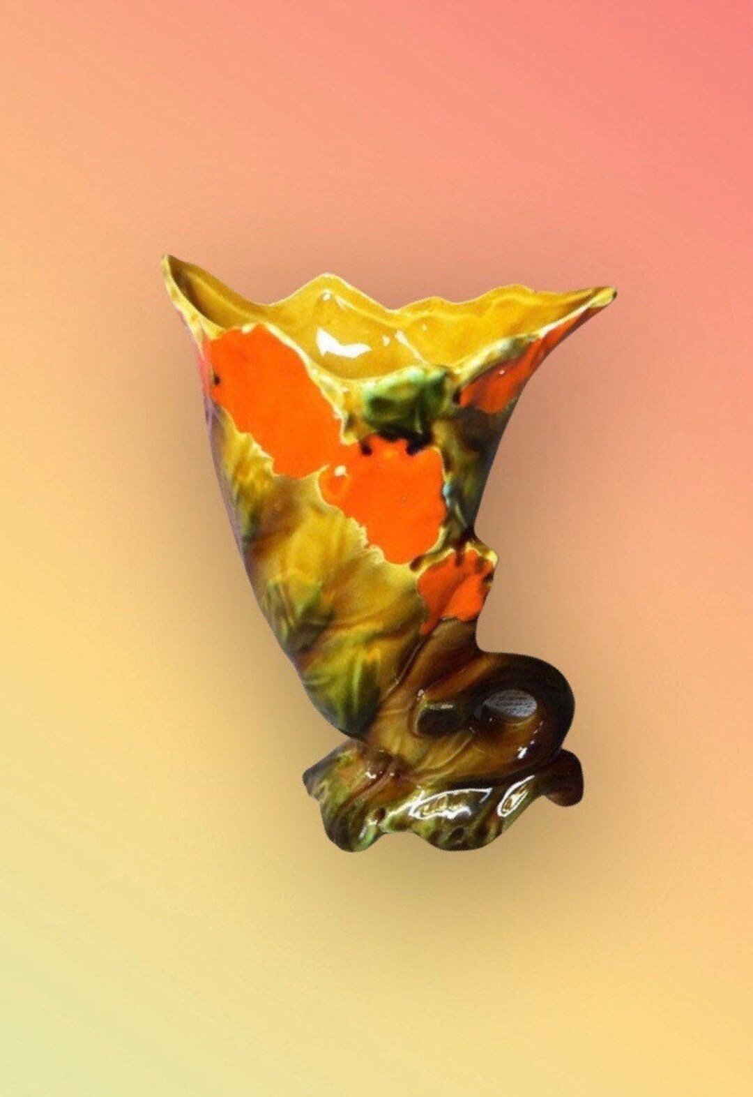 Horn of Plenty Ceramic Cornucopia Flambé - Etsy UK