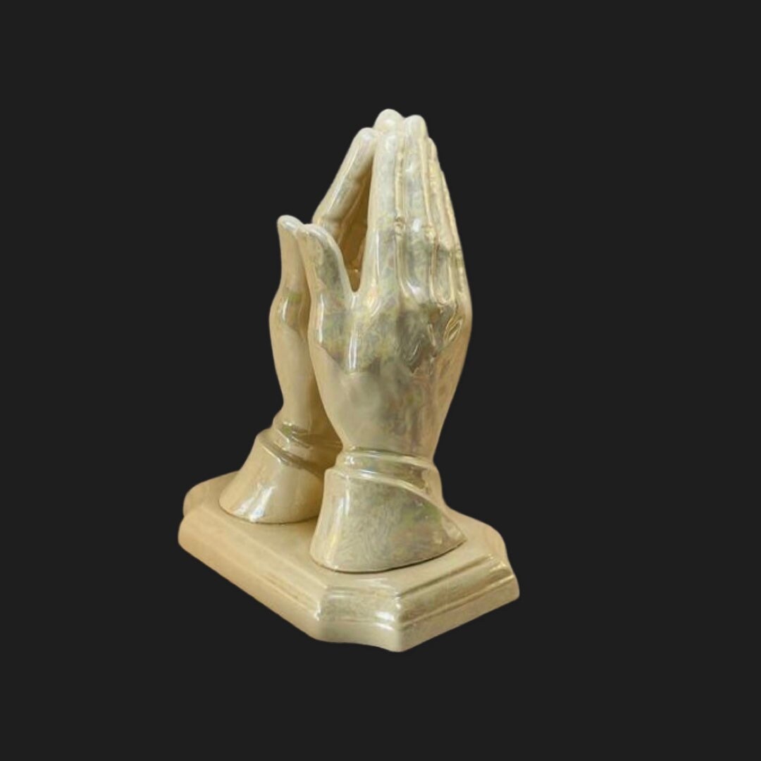 Praying Hands Opalescent Pearl Ceramic Figurine Vintage Rare ...