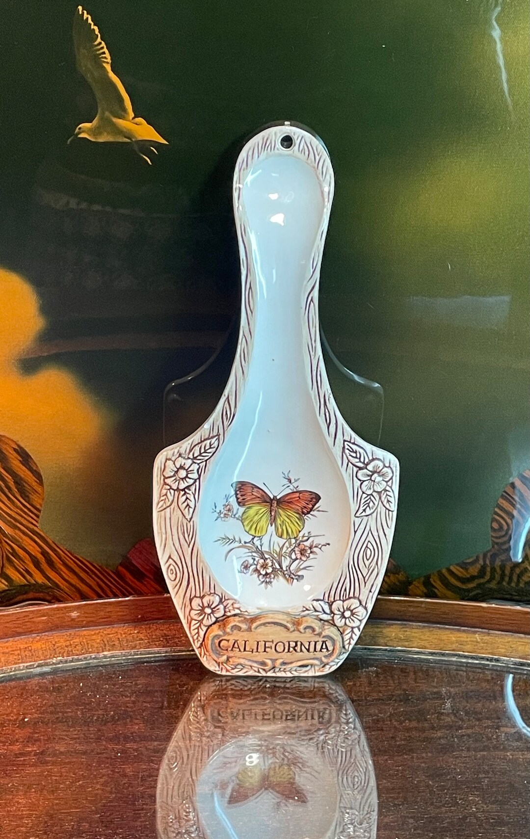 California Butterfly Spoon Rest Glazed Ceramic Vintage by Treasure ...