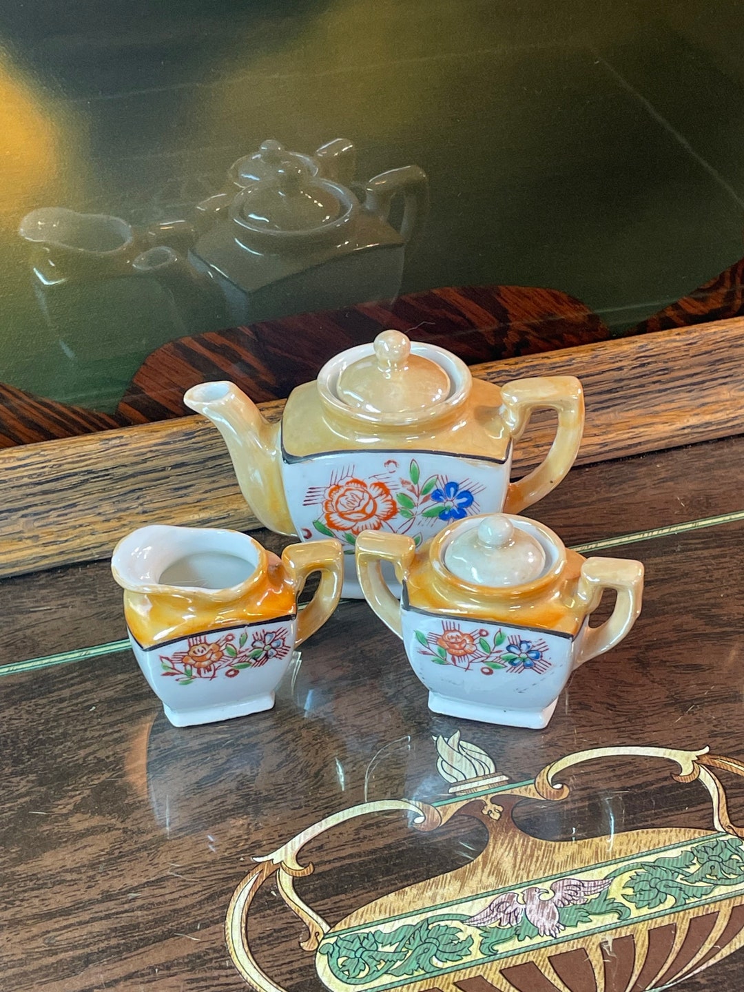 Occupied Japan Miniature Tea Set Hand Painted Vintage Ceramic ...