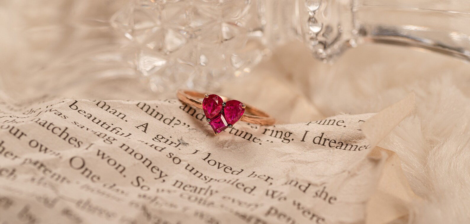 18K Solid Rose Gold Ruby Heart Ring Heart Ring Dainty Ruby - Etsy